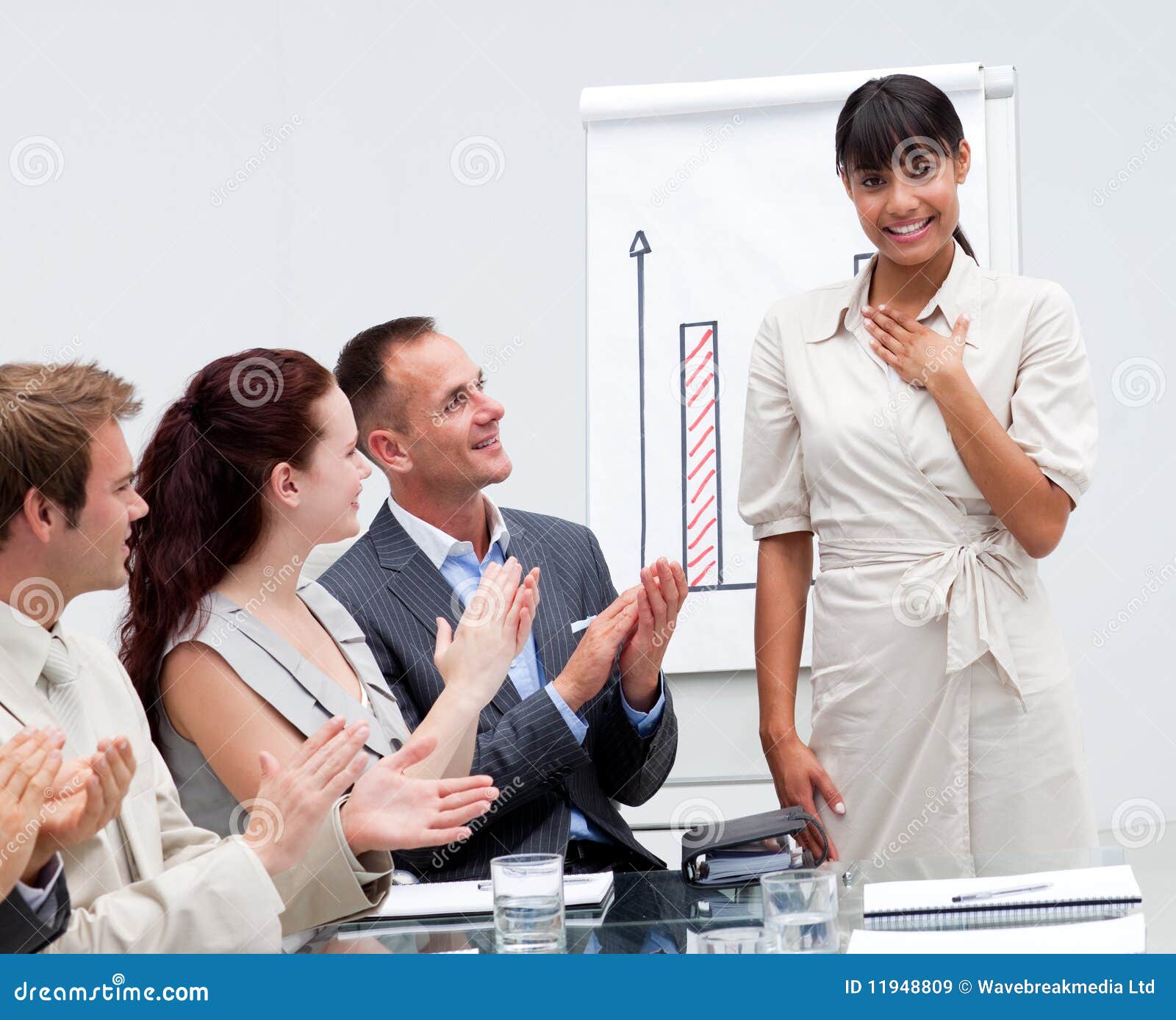 Happy Businesswoman after Giving a Presentation Stock Image - Image of ...