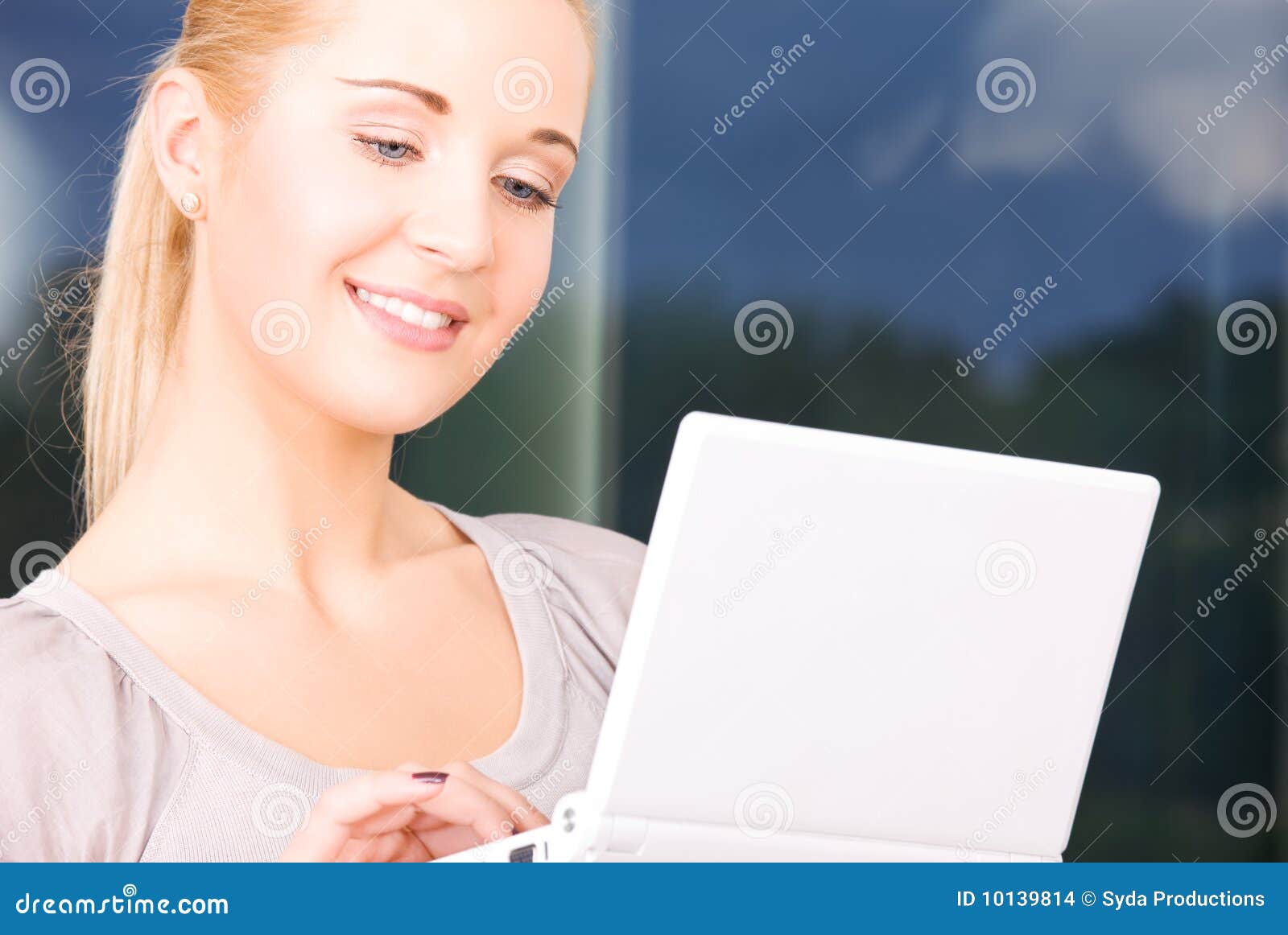 Happy Businesswoman with Laptop Computer Stock Photo - Image of happy ...