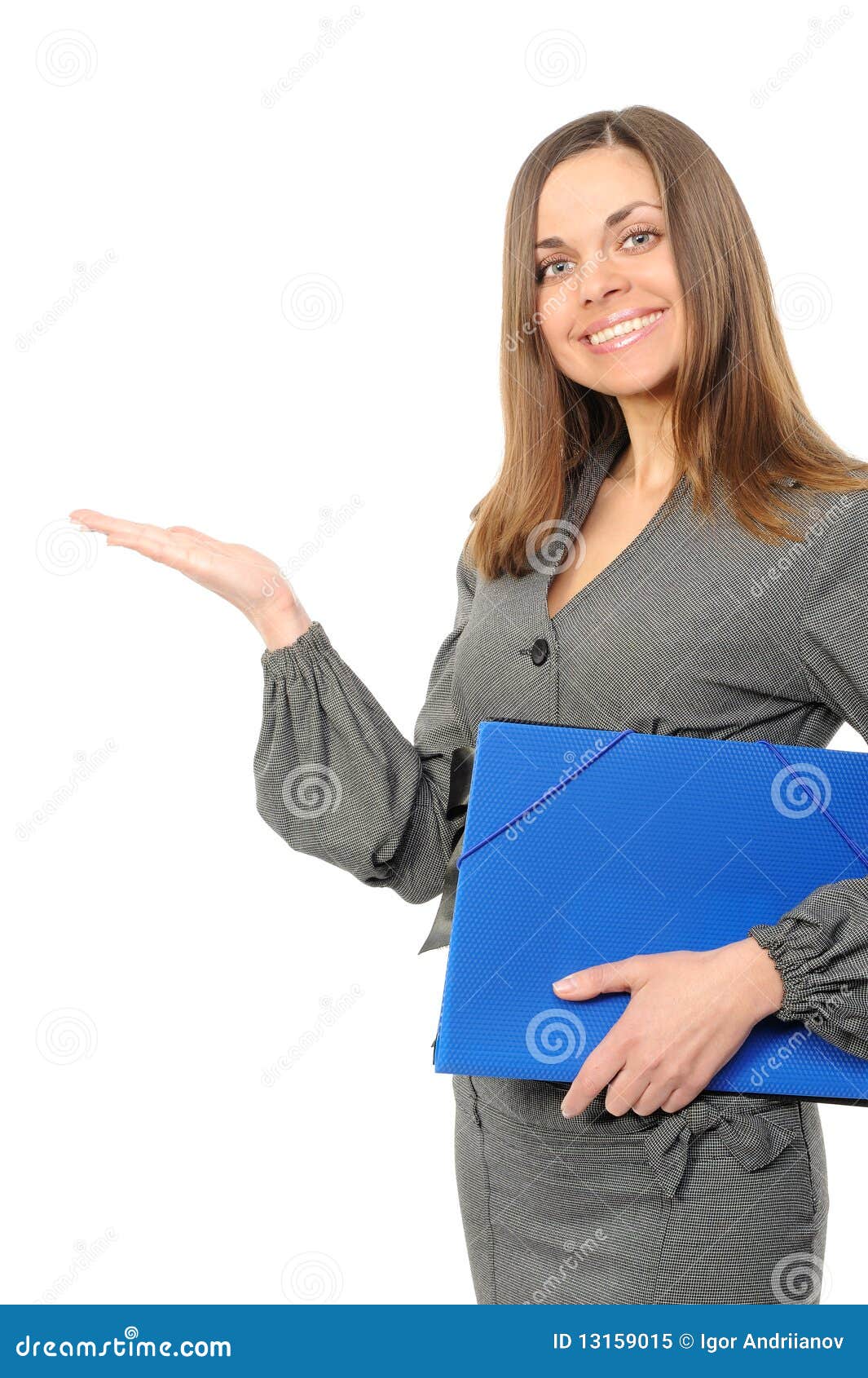 Happy Businesswoman Pointing at Copy Space Stock Image - Image of ...