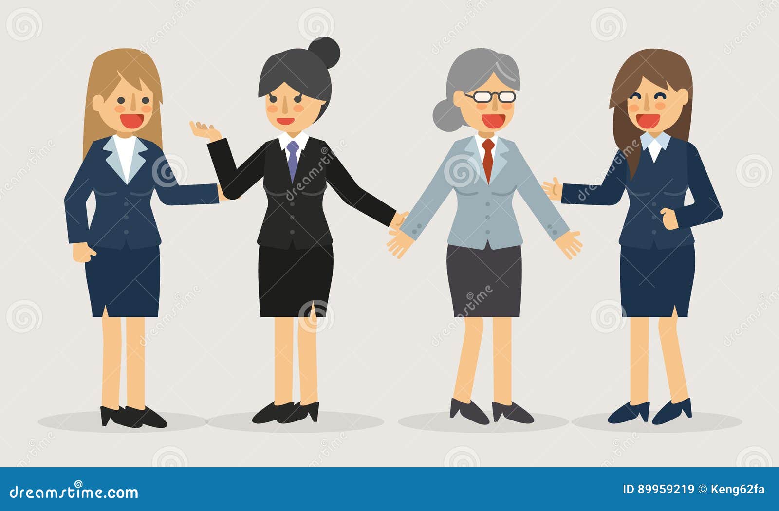 Happy Businesswoman Standing and Discussing Cartoon Illustration Stock ... Happy Businesswoman Standing and Discussing Cartoon Illustration Stock ...