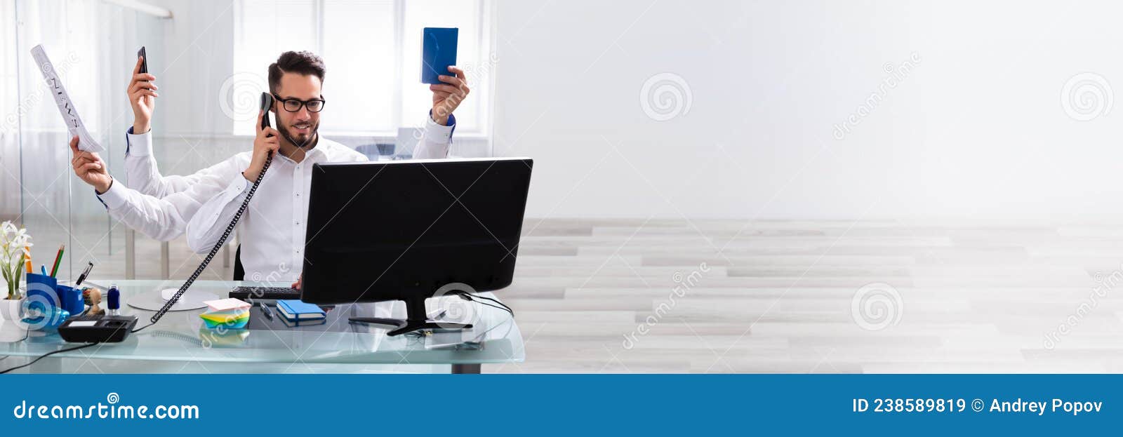 Busy Boss In Office. Check If I Have Time Today. Man Bearded Hipster ...