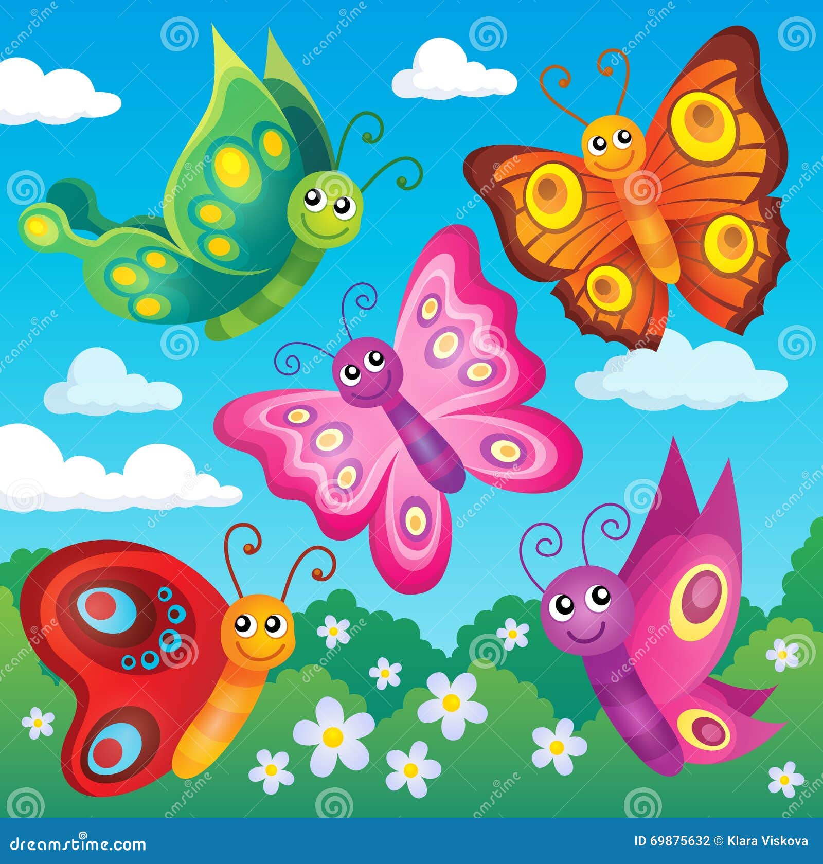 Happy Butterflies Theme Image 1 Stock Vector - Illustration of ...