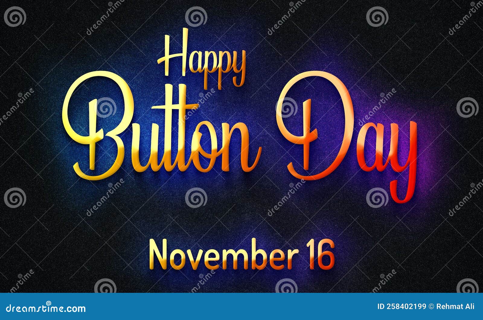 Happy Button Day, November 16. Calendar of November Retro Text Effect ...