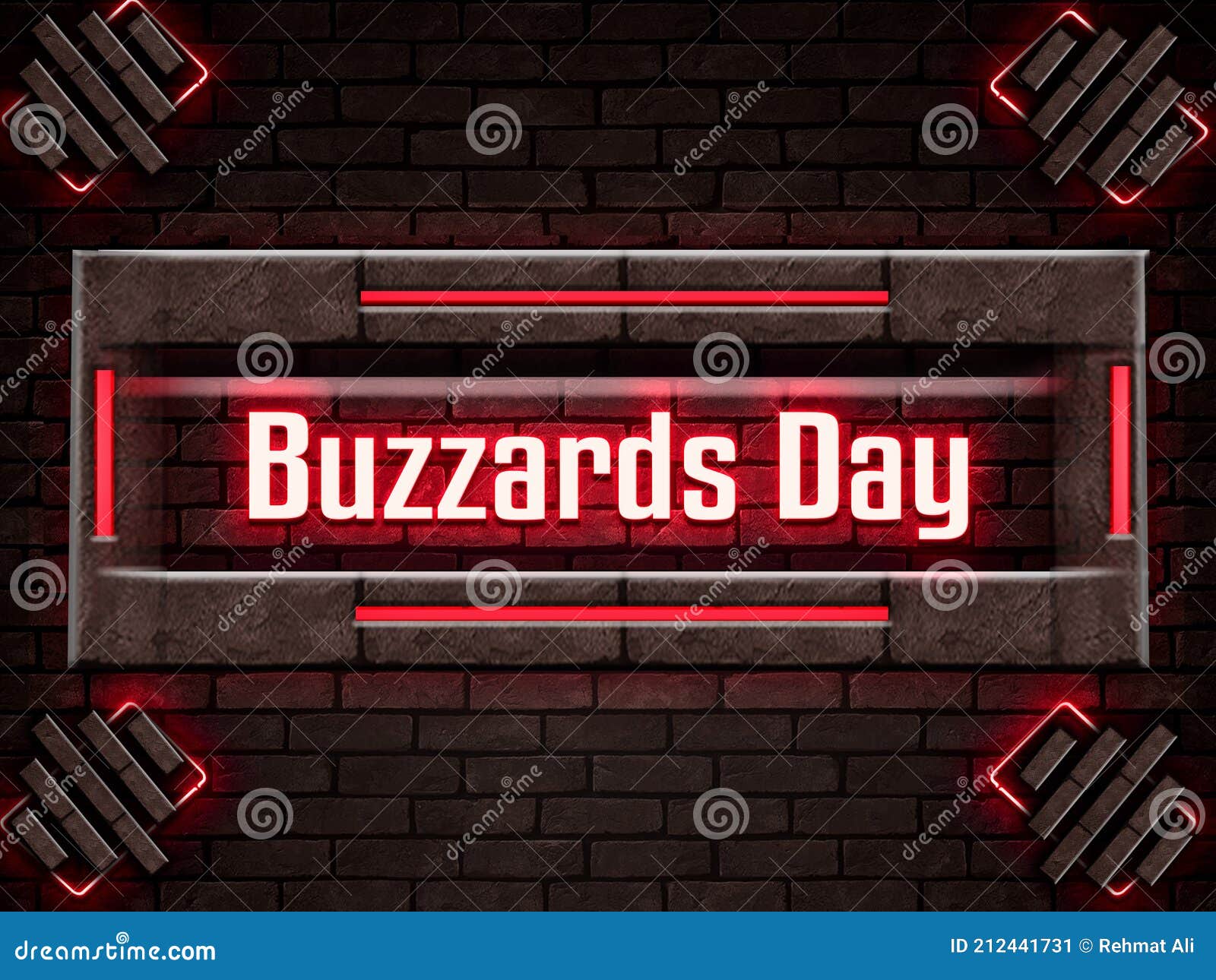 March Month , Buzzards Day, Neon Text Effect on Bricks Background Stock ...