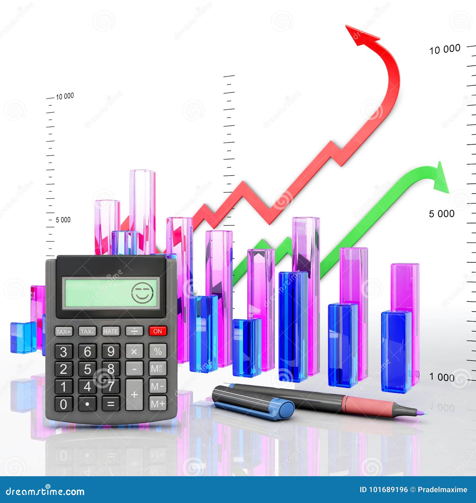 Happy Calculator and 3d Graph Stock Illustration - Illustration of ...