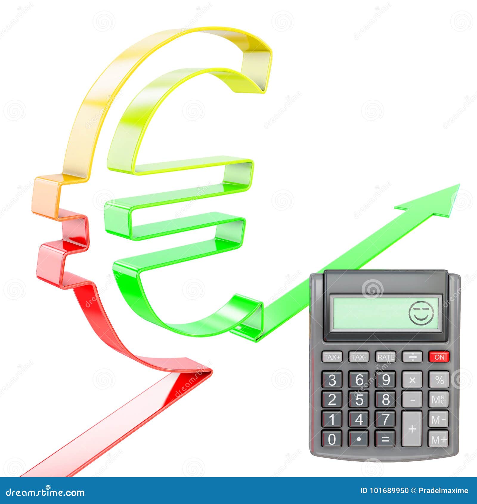 Happy Calculator with Euro Value Increasing Stock Illustration ...