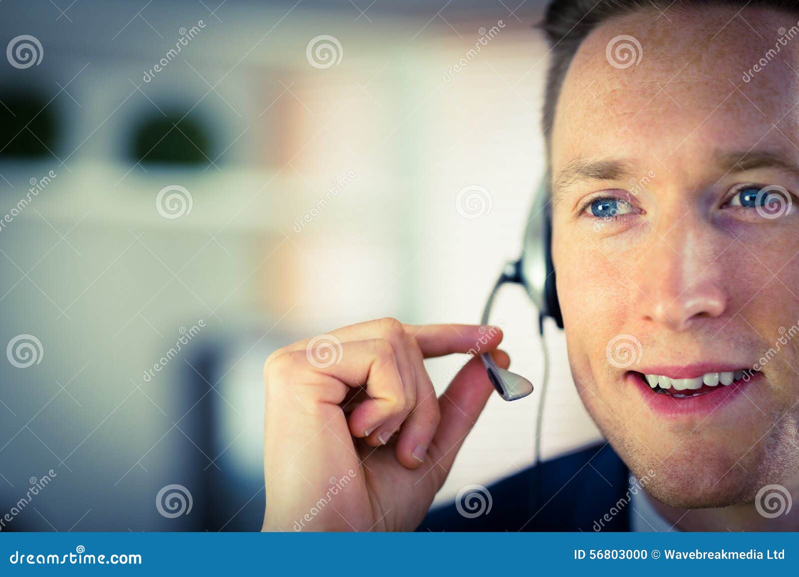 Happy Call Center Agent Working Stock Photo - Image of caucasian ...