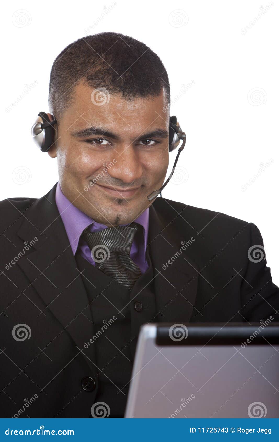 Happy Call Center Operator with Headset Stock Image - Image of ...