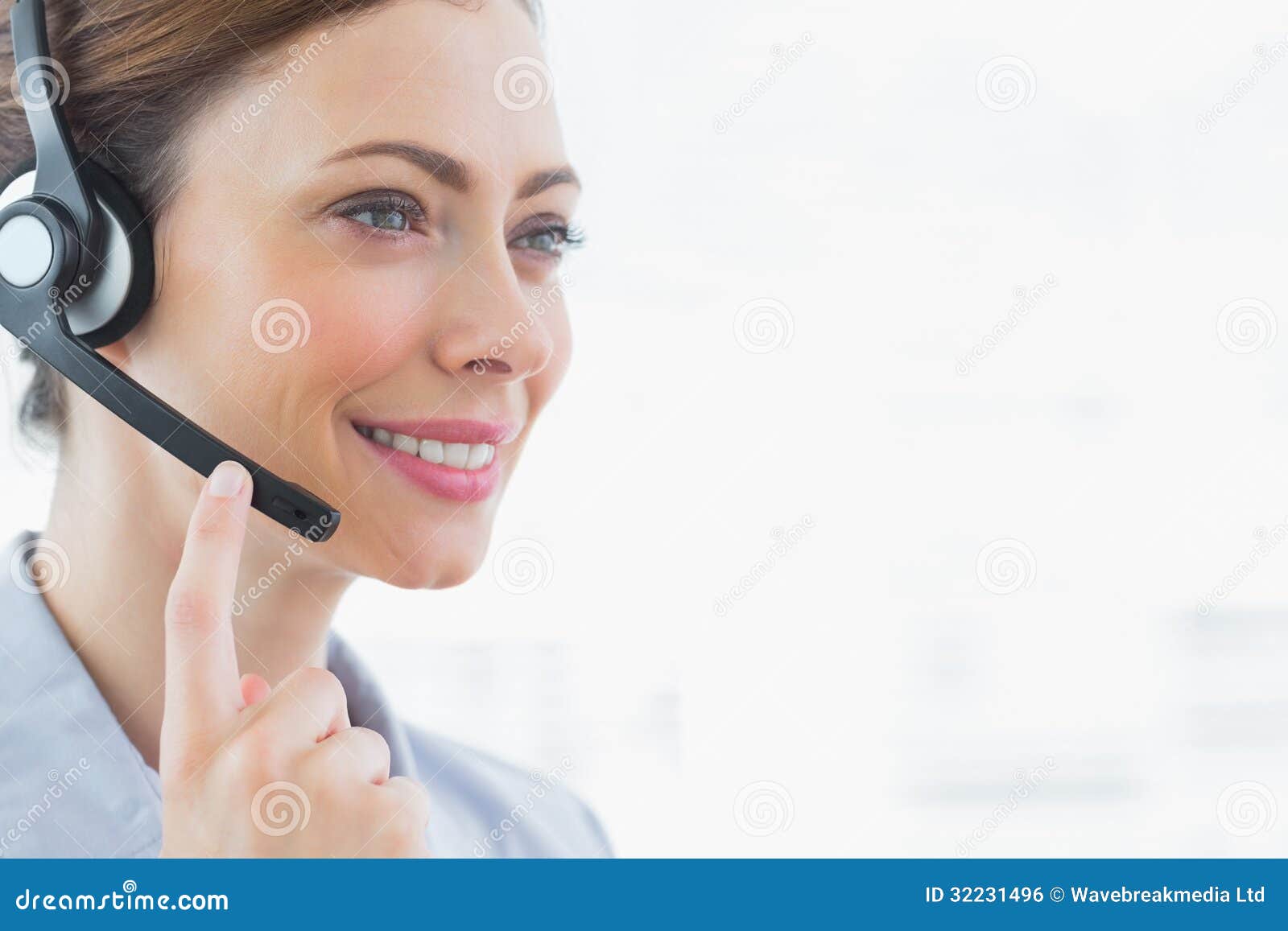 Happy Call Centre Agent Smiling Stock Photo - Image of communication ...