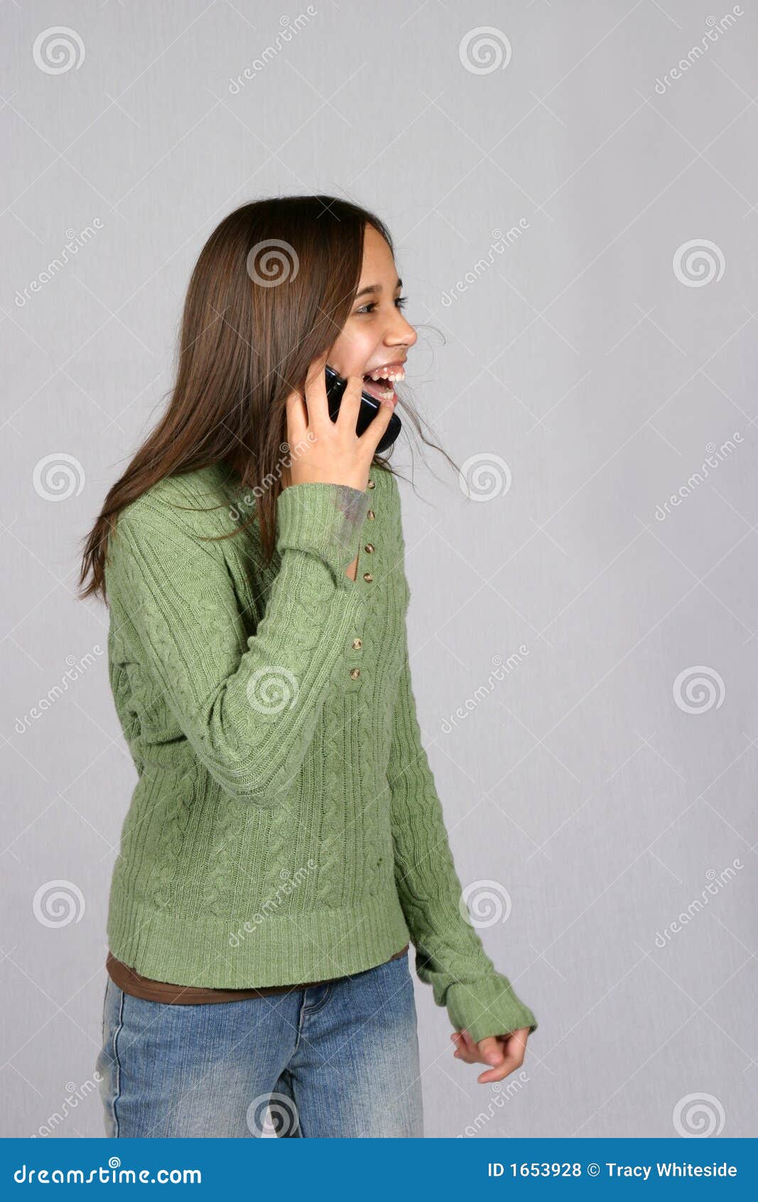 Happy Caller stock photo. Image of model, girls, mobile - 1653928