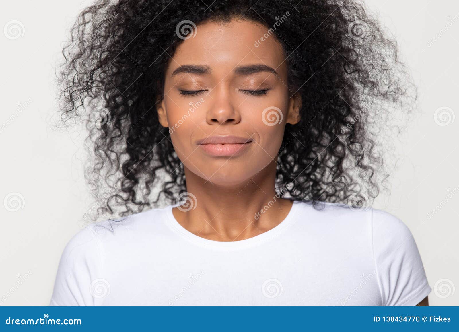 Happy Calm African Woman Taking Deep Breath of Fresh Air Stock Photo ... Happy Calm African Woman Taking Deep Breath of Fresh Air Stock Photo ...