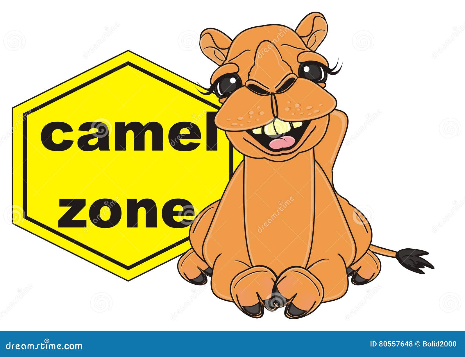 Happy Camel with Yellow Sign Camel Zone Stock Illustration ...
