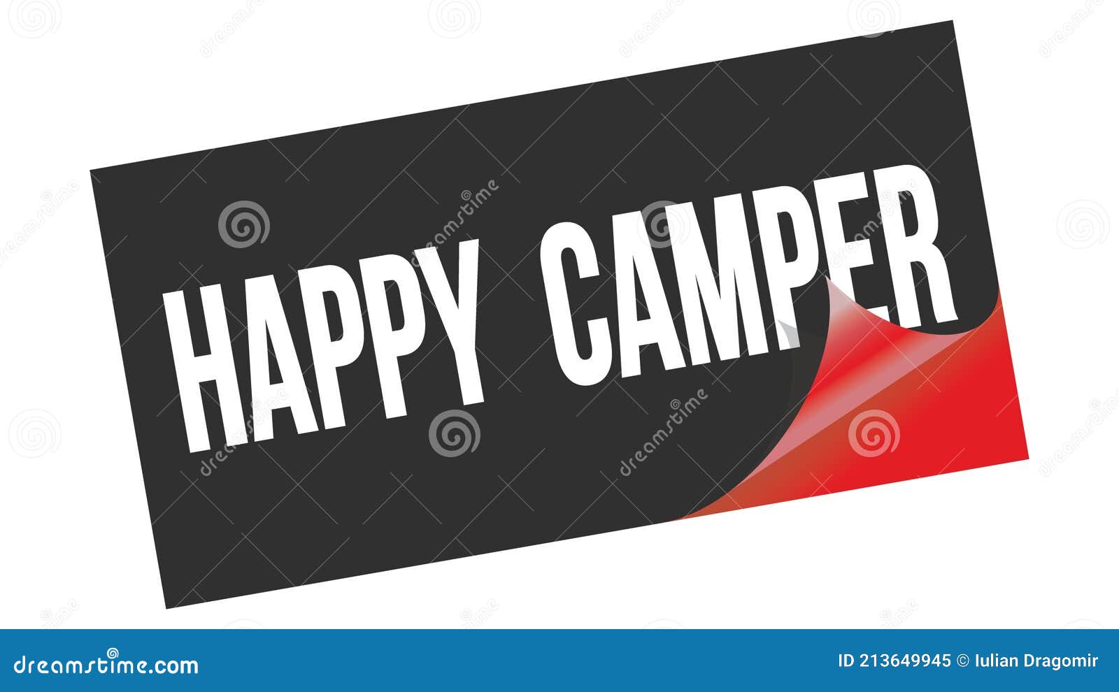 HAPPY CAMPER Text on Black Red Sticker Stamp Stock Illustration ...