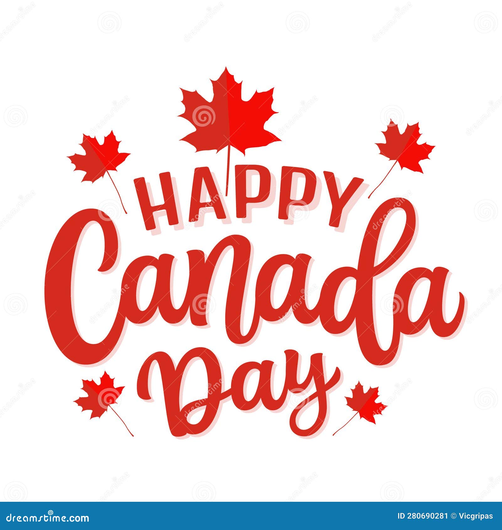 Happy Canada Day. Hand Lettering Stock Vector - Illustration of white ...