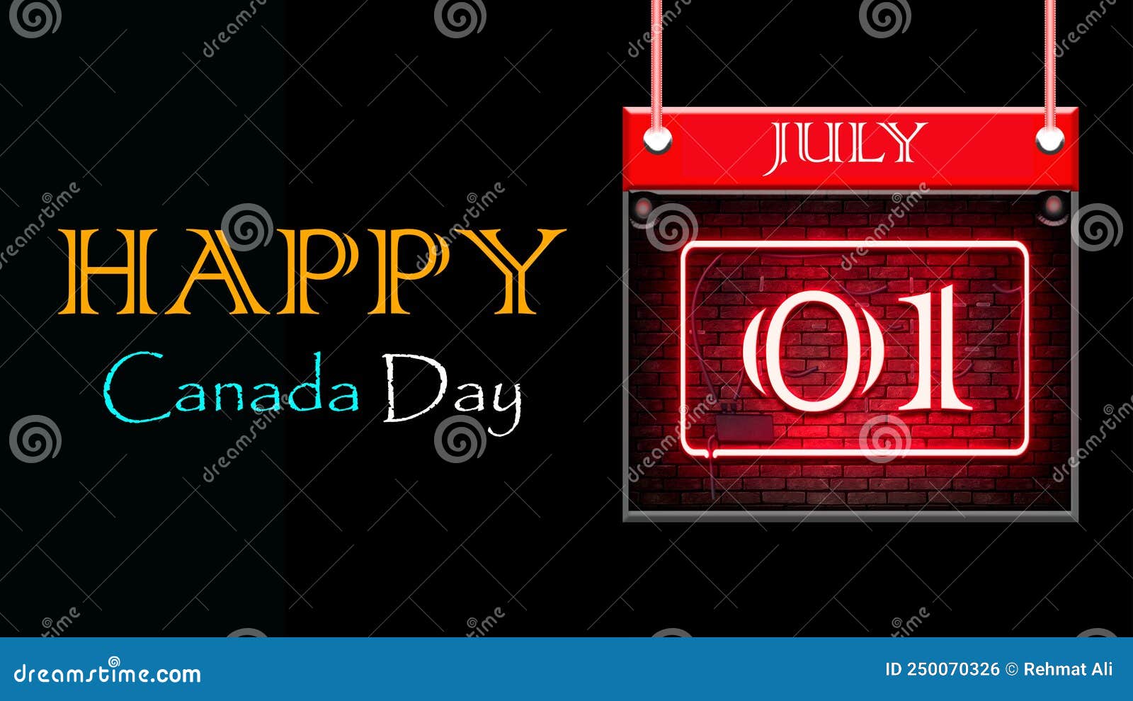 Happy Canada Day, July 01. Calendar of July Month on Workplace Neon ...