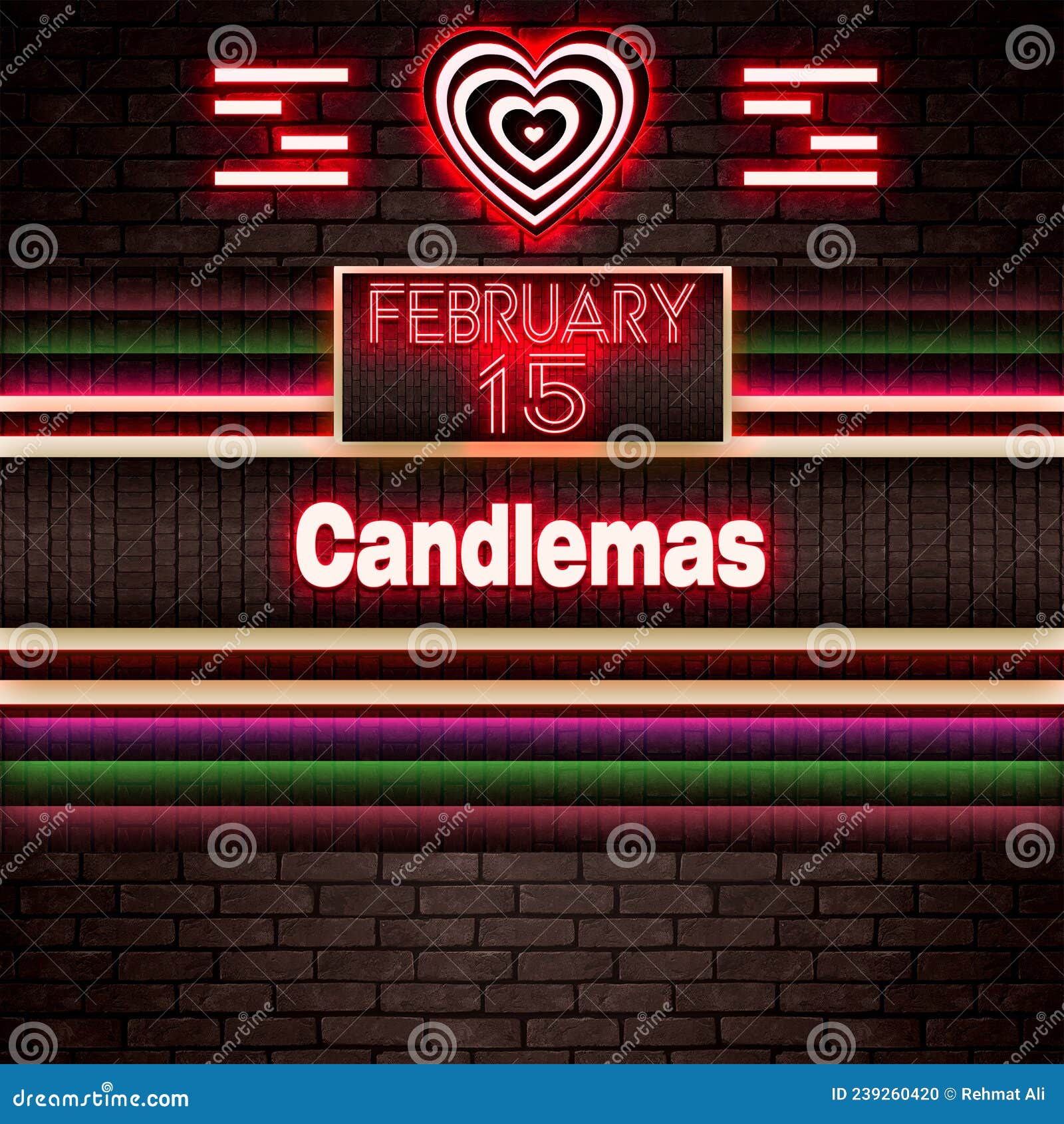 15 February, Candlemas, Neon Text Effect on Bricks Background Stock ...