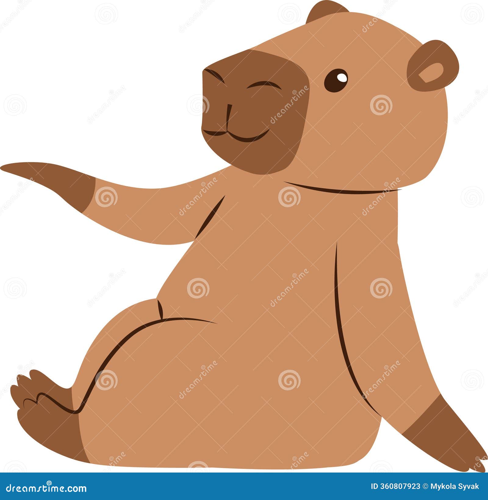 Happy Capybara Animal. Coloring Page Vector Illustration ...