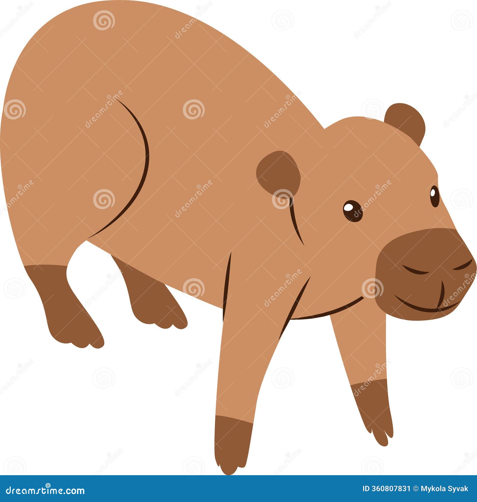 Happy Capybara Animal. Coloring Page Vector Illustration ...