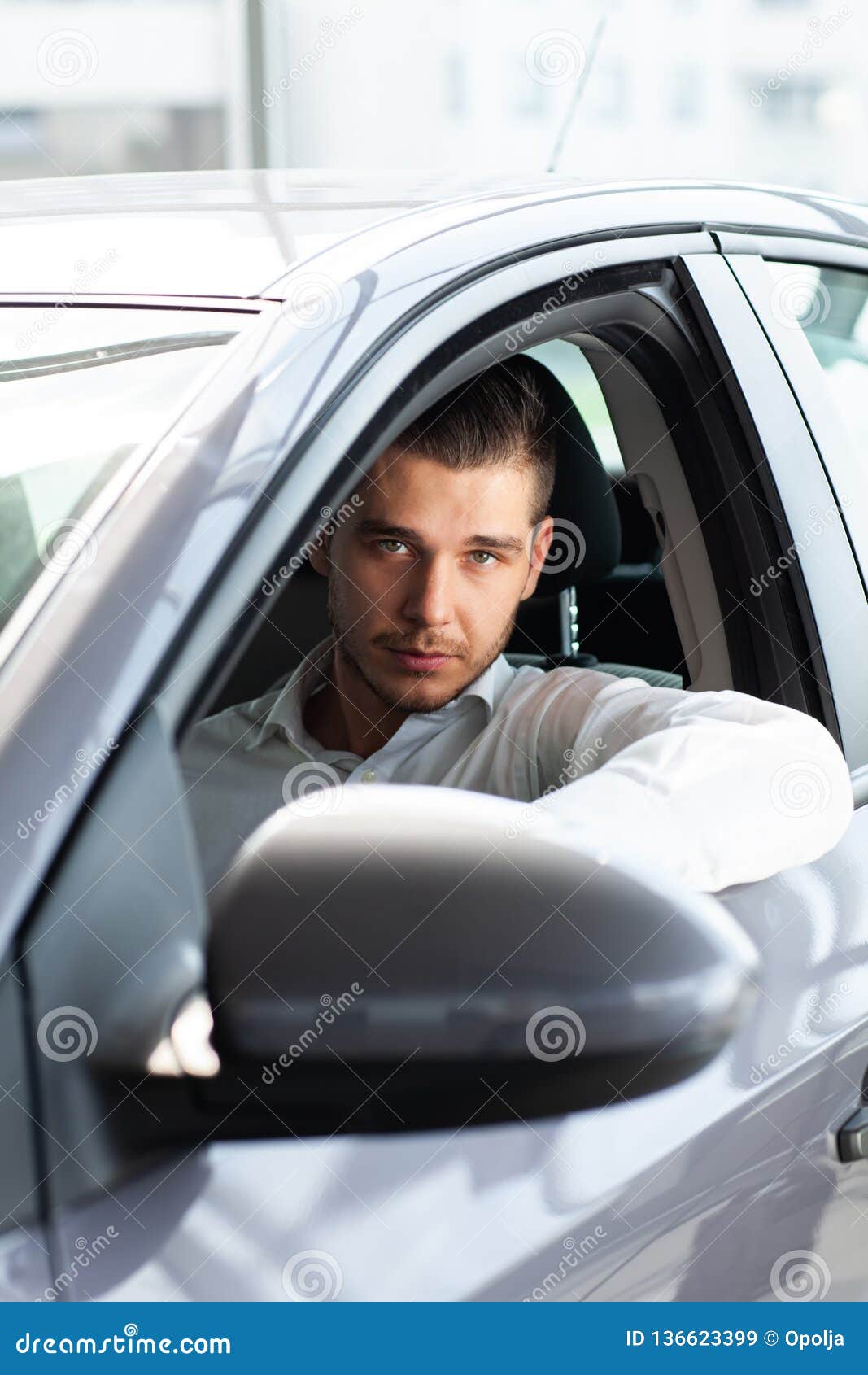 Happy Car Owner in His New Car. Stock Image - Image of gift, adult ...