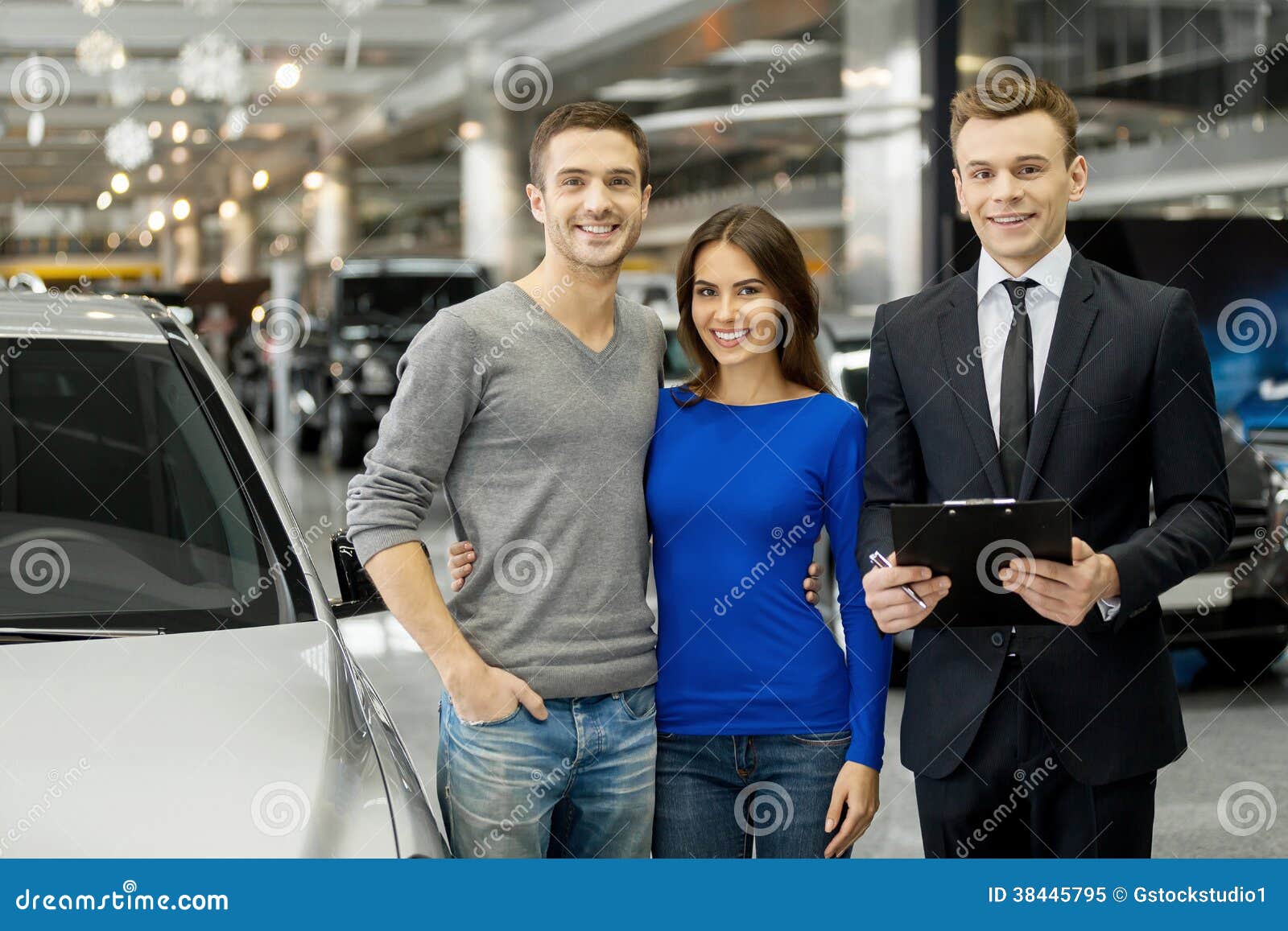 Happy car owners. stock image. Image of customer, examining - 38445795