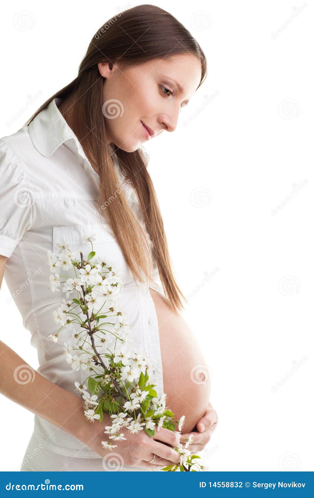 Happy Caring Woman Expecting Baby Stock Photo - Image of calm, long ...