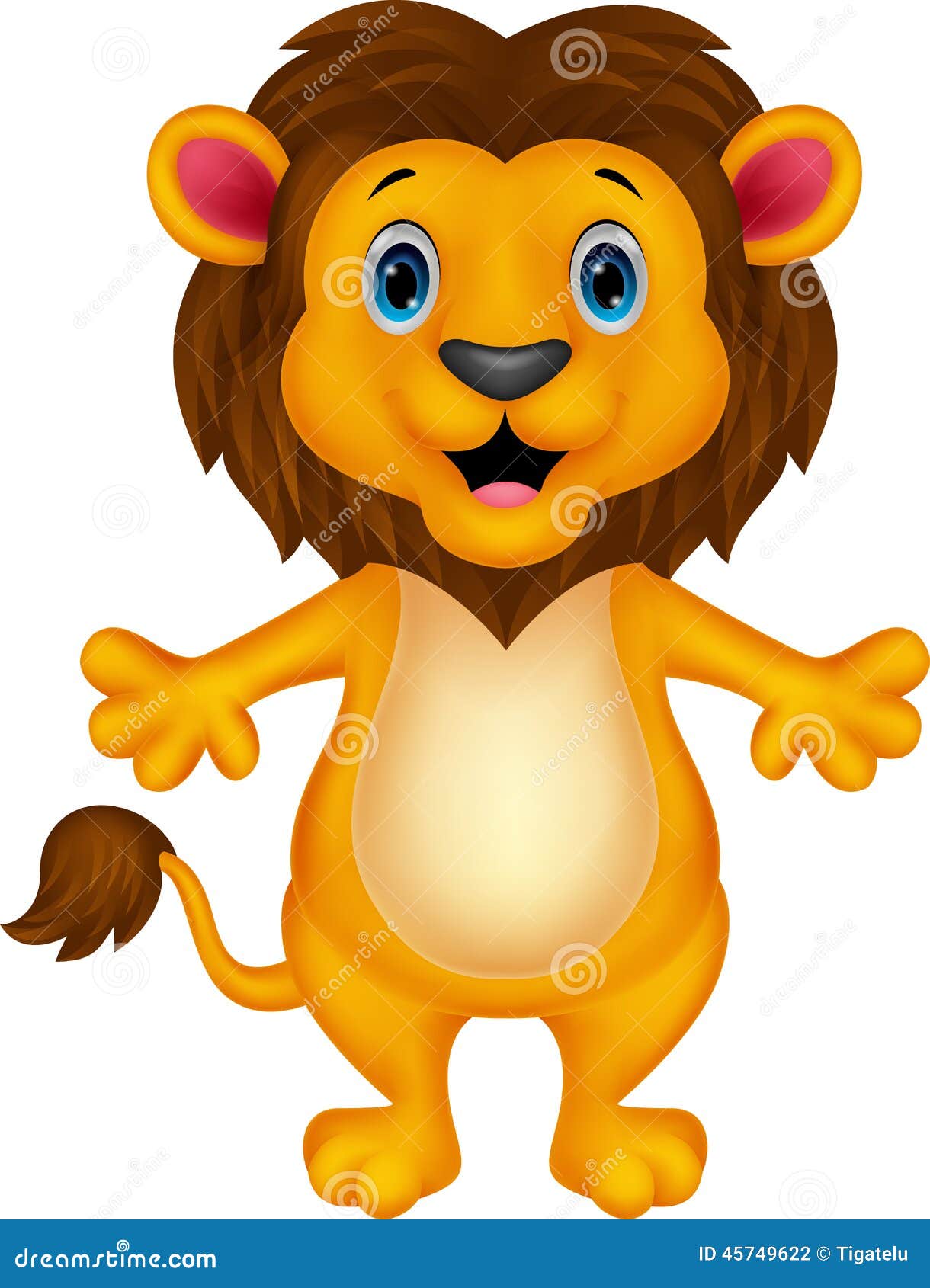 Happy carton lion posing stock vector. Illustration of child - 45749622