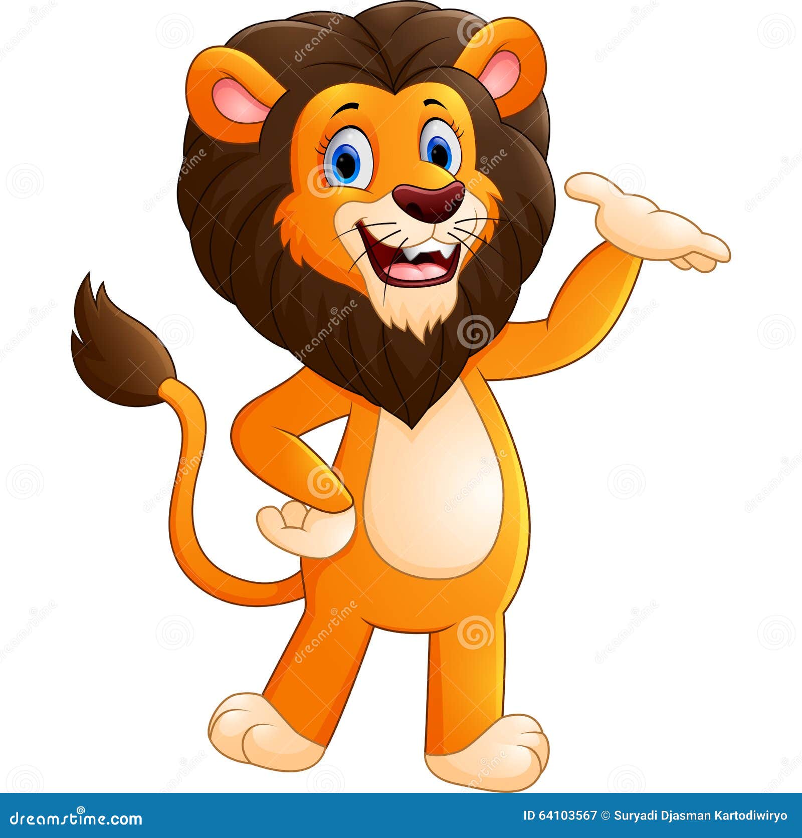 Happy carton lion posing stock vector. Illustration of isolated - 64103567