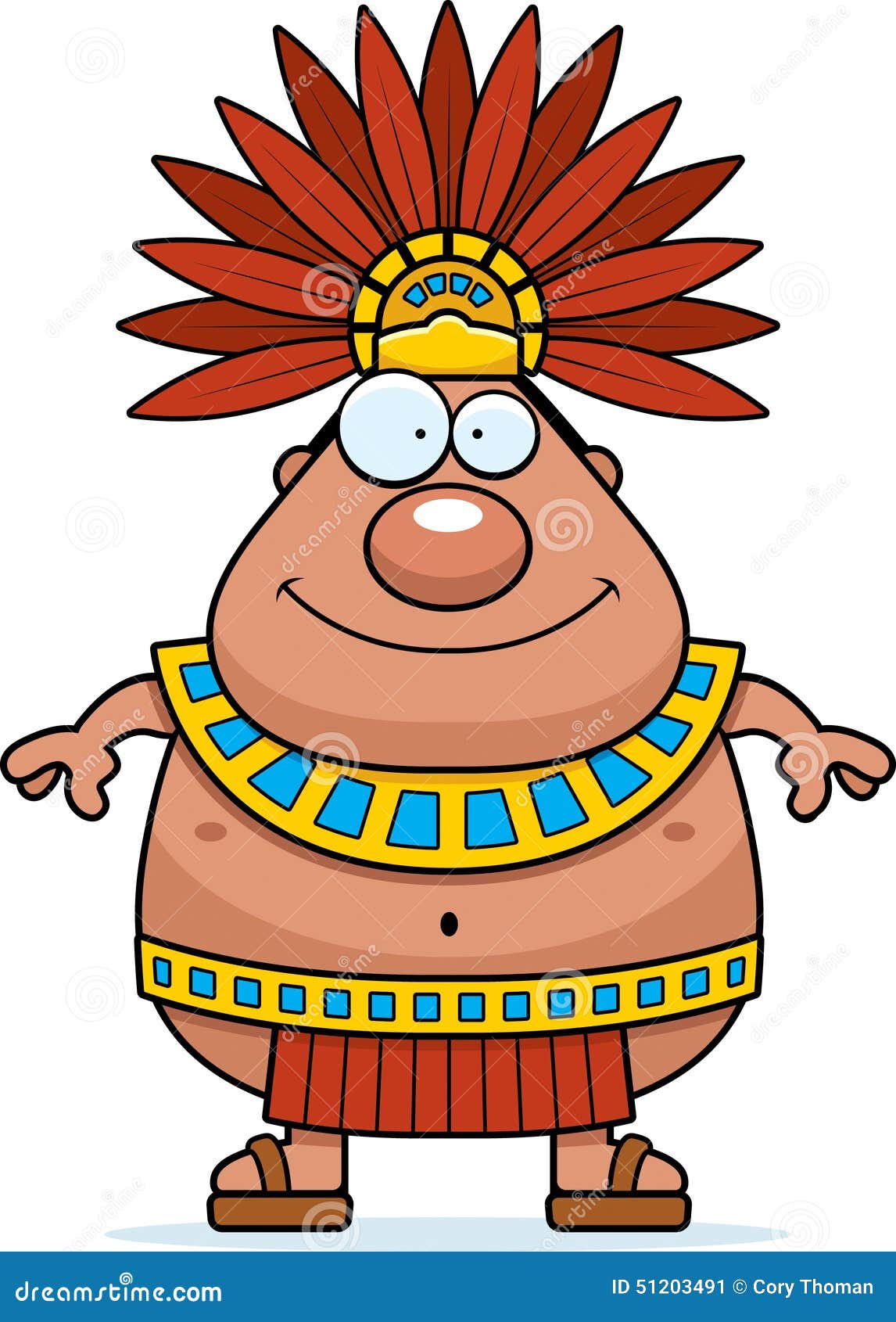 Happy Cartoon Aztec King stock vector. Illustration of smiling - 51203491