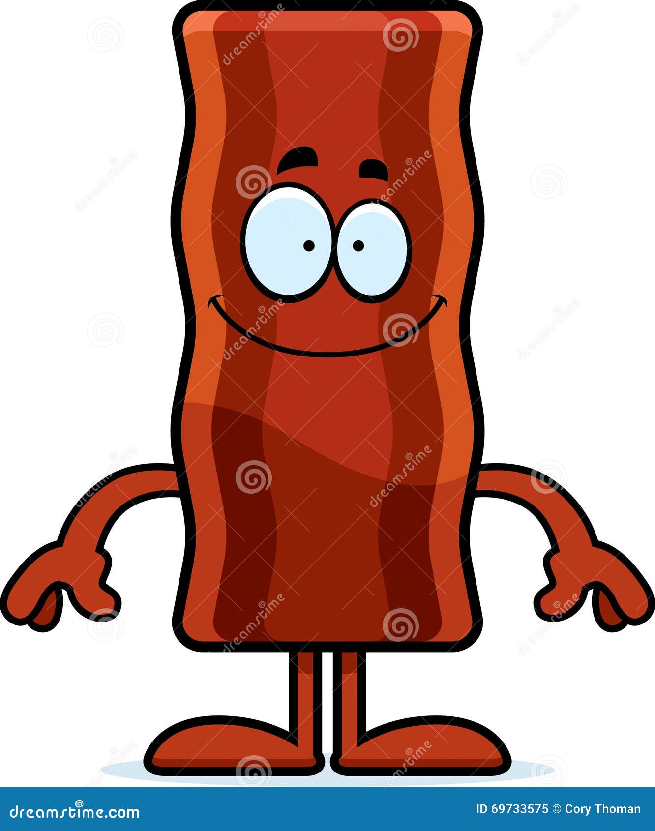 Happy Cartoon Bacon Strip stock vector. Illustration of graphic - 69733575