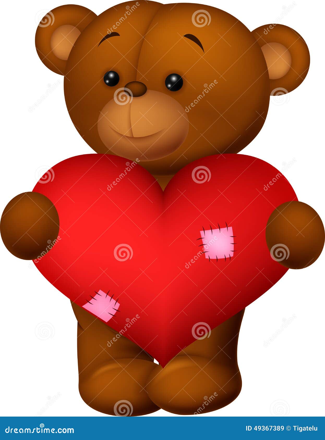 Happy Cartoon Bear Holding Heart Stock Vector - Illustration of ...