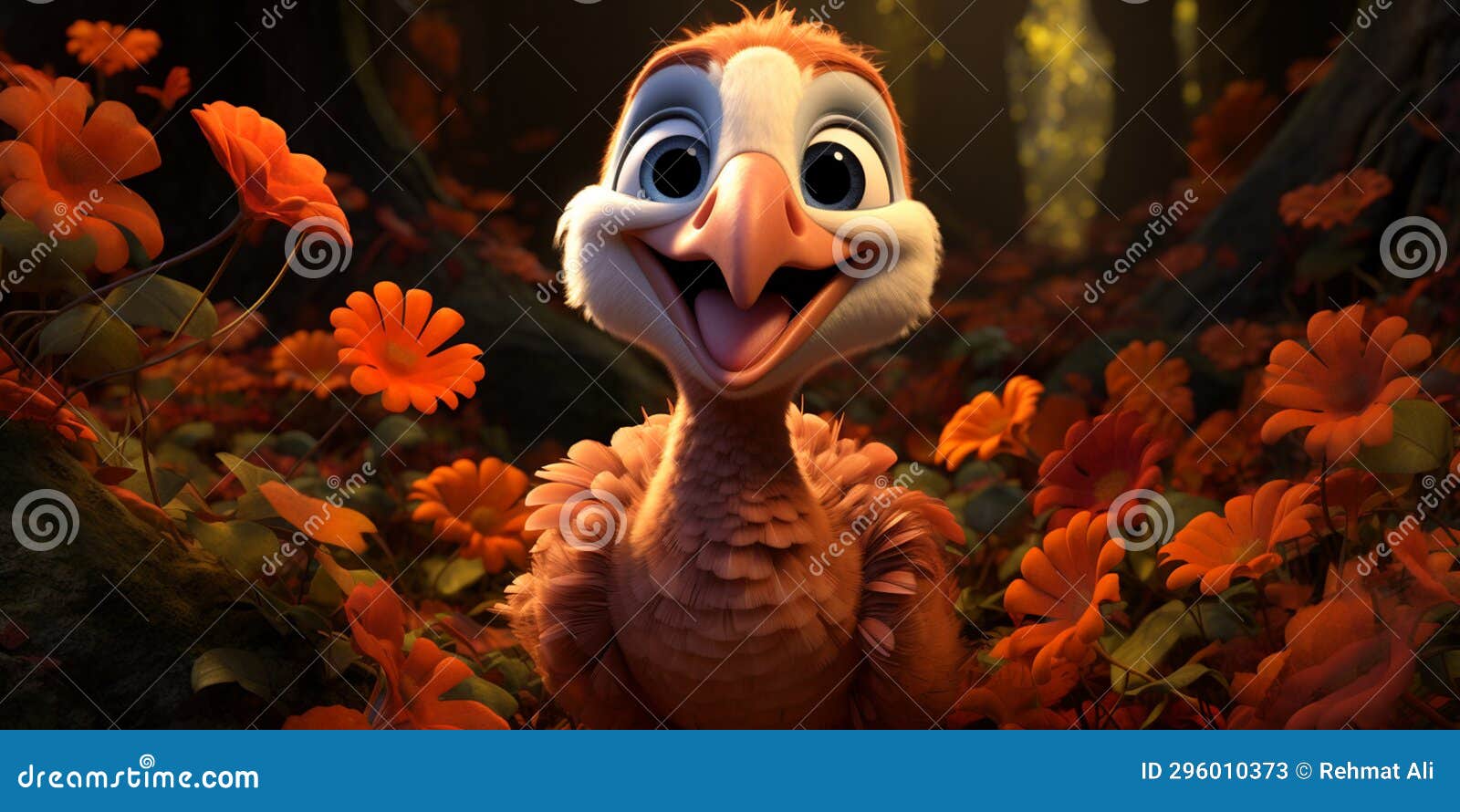 Happy Cartoon Big Turkey in the Forest Stock Image - Image of network ...