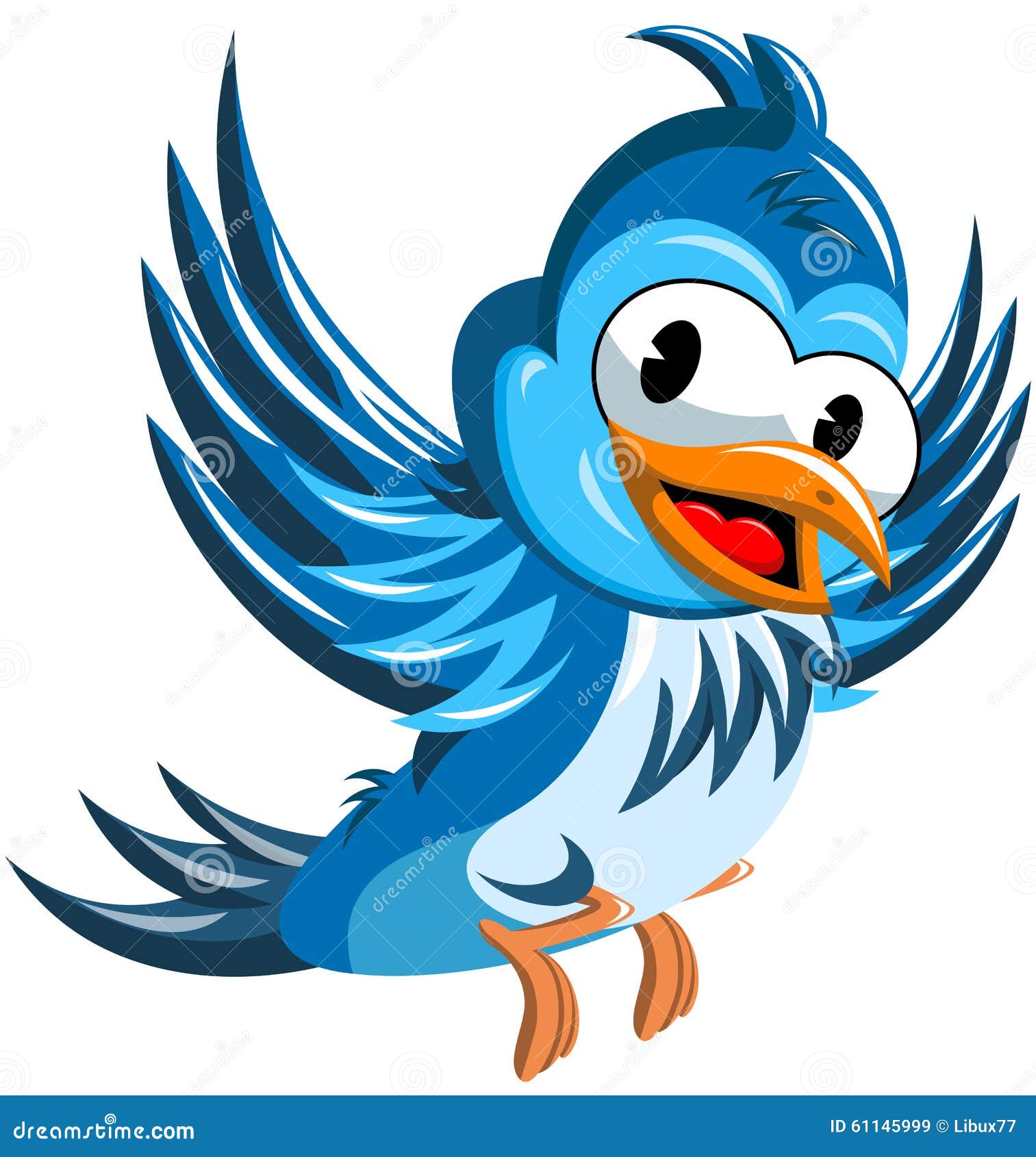 Happy Cartoon Bird Flying stock vector. Illustration of bird - 61145999