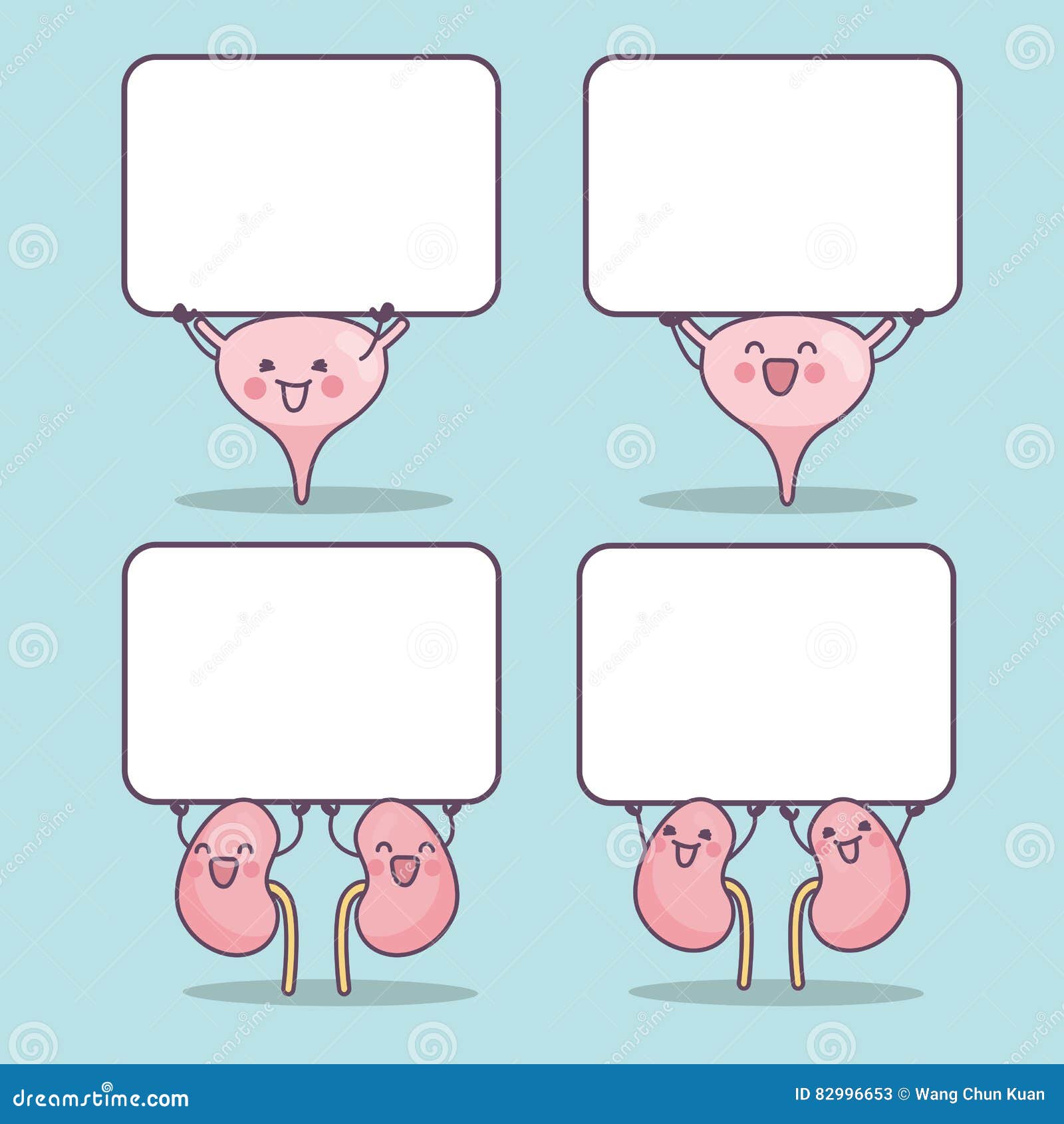 Happy Cartoon Bladder and Kidney Stock Vector - Illustration of comic ...