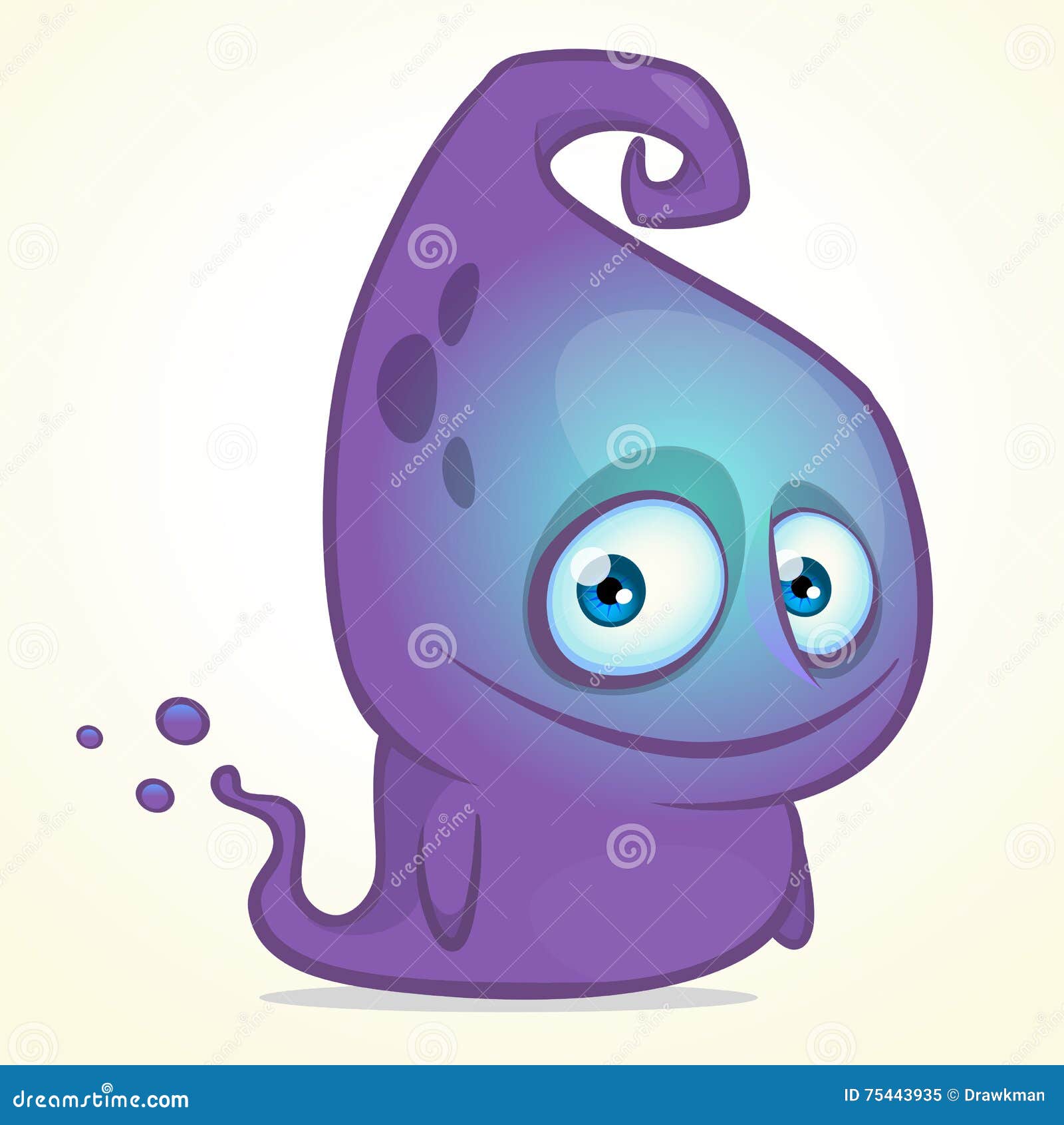 Happy Cartoon Blue Ghost. Vector Halloween Monster Character Isolated ...