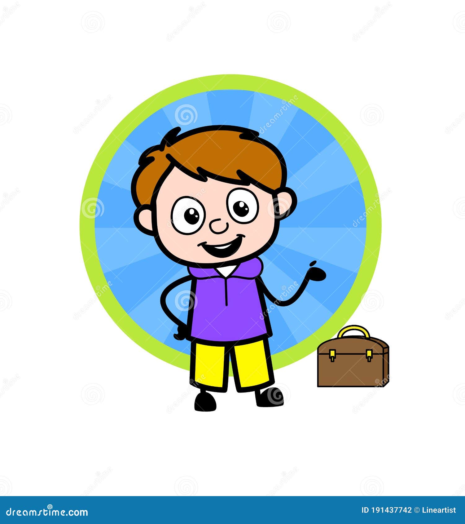 Happy Cartoon Boy Presenting Stock Illustration - Illustration of logo ...