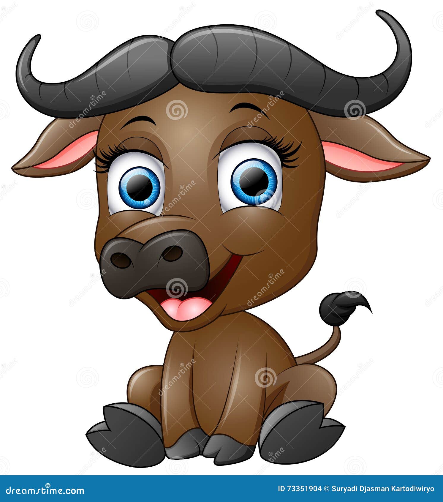 Happy cartoon buffalo stock vector. Illustration of cartoon - 73351904