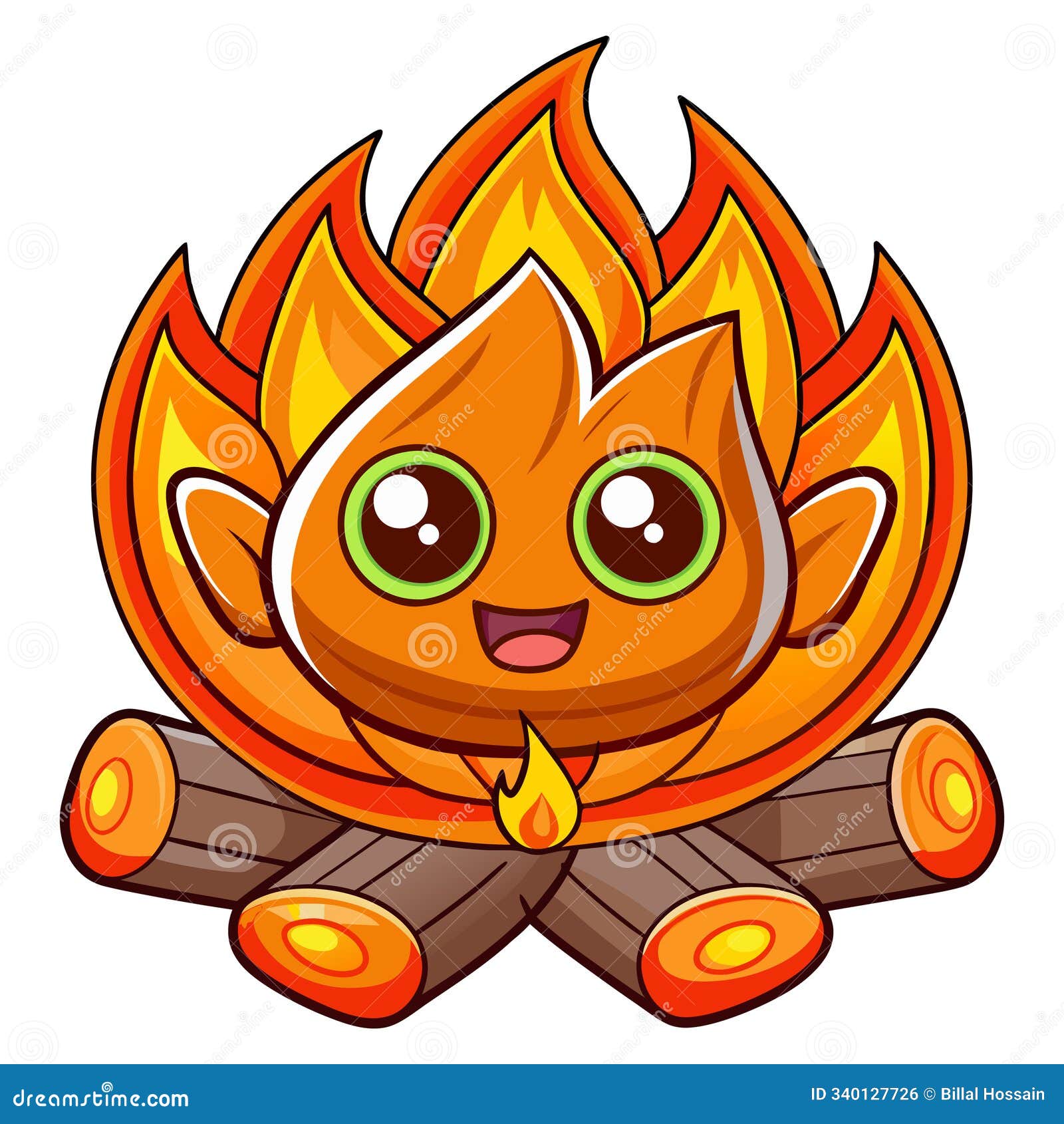 Cartoon Campfire Different Types Set On A White. Vector | CartoonDealer ...