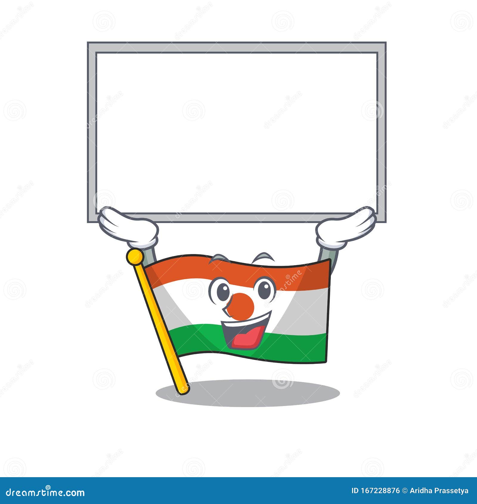 Happy Cartoon Character Flag Niger Scroll Raised Up Board Stock Vector ...