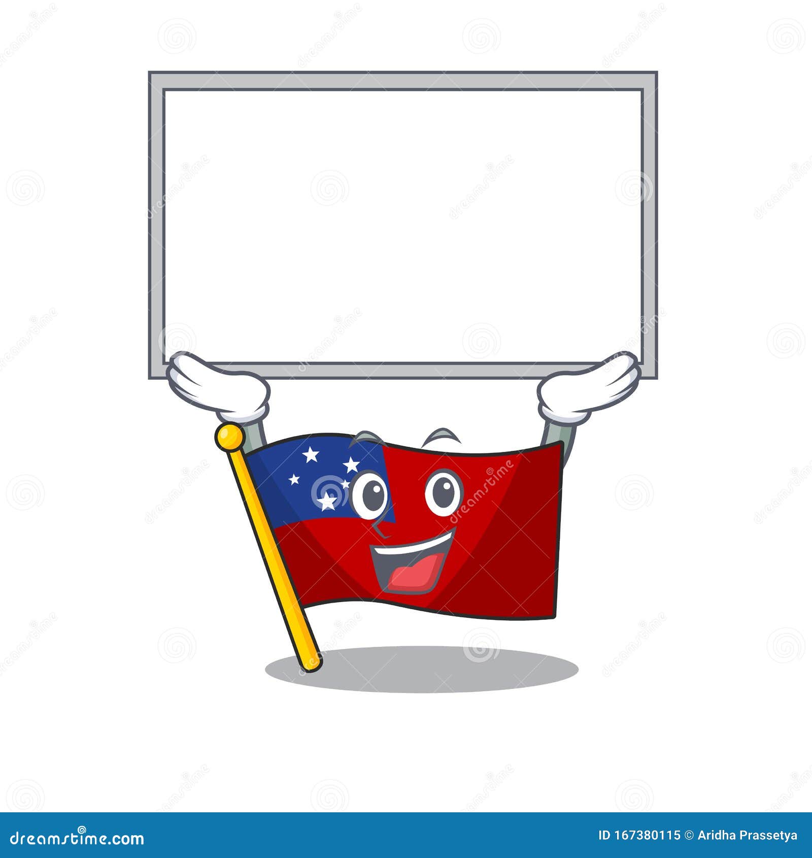Happy Cartoon Character Flag Samoa Scroll Raised Up Board Stock Vector ...