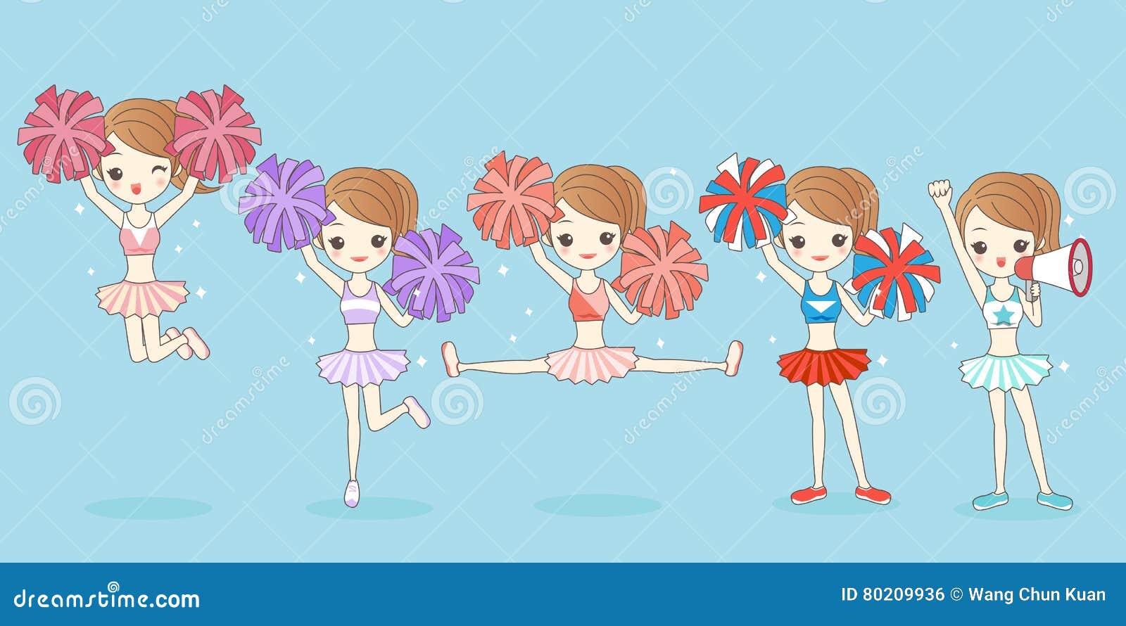 Happy cartoon cheerleading stock vector. Illustration of design - 80209936