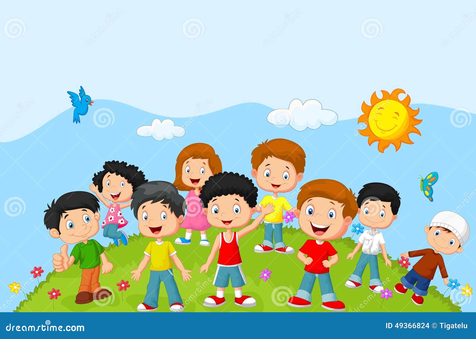 Happy cartoon children stock vector. Illustration of cute - 49366824