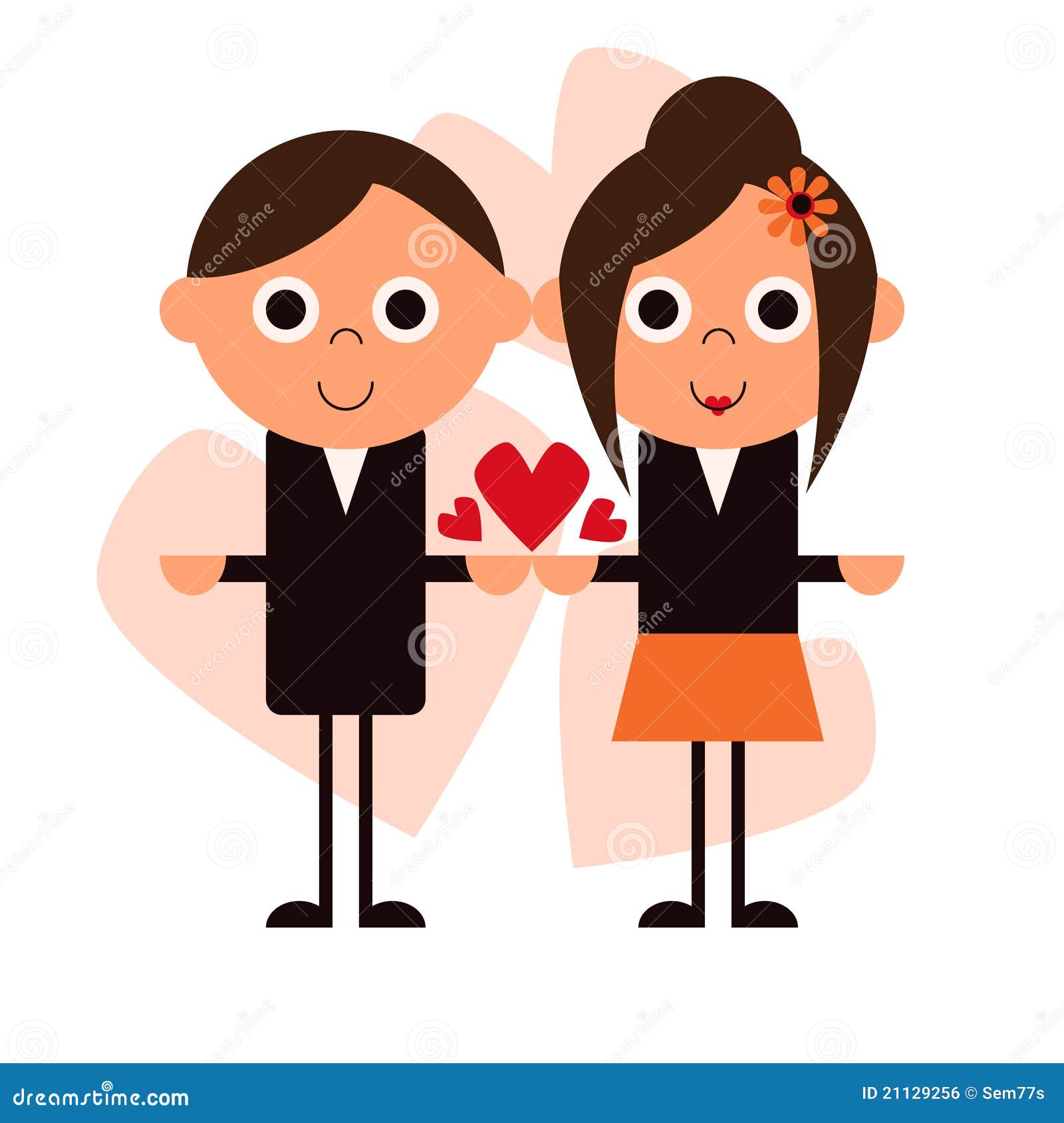 Happy Cartoon Couple Illustration Stock Vector - Illustration of ...