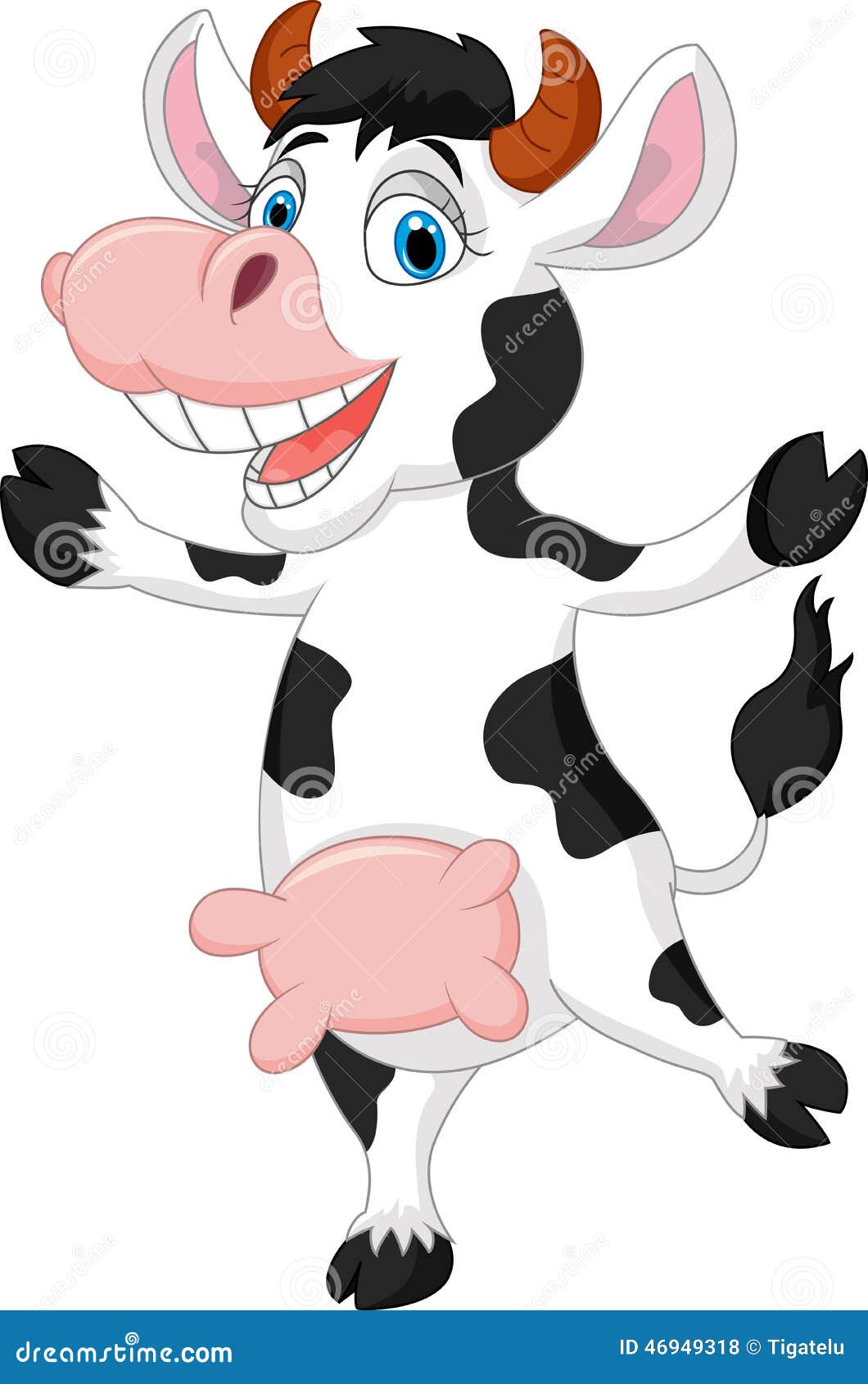 Happy cartoon cow stock vector. Illustration of happy - 46949318
