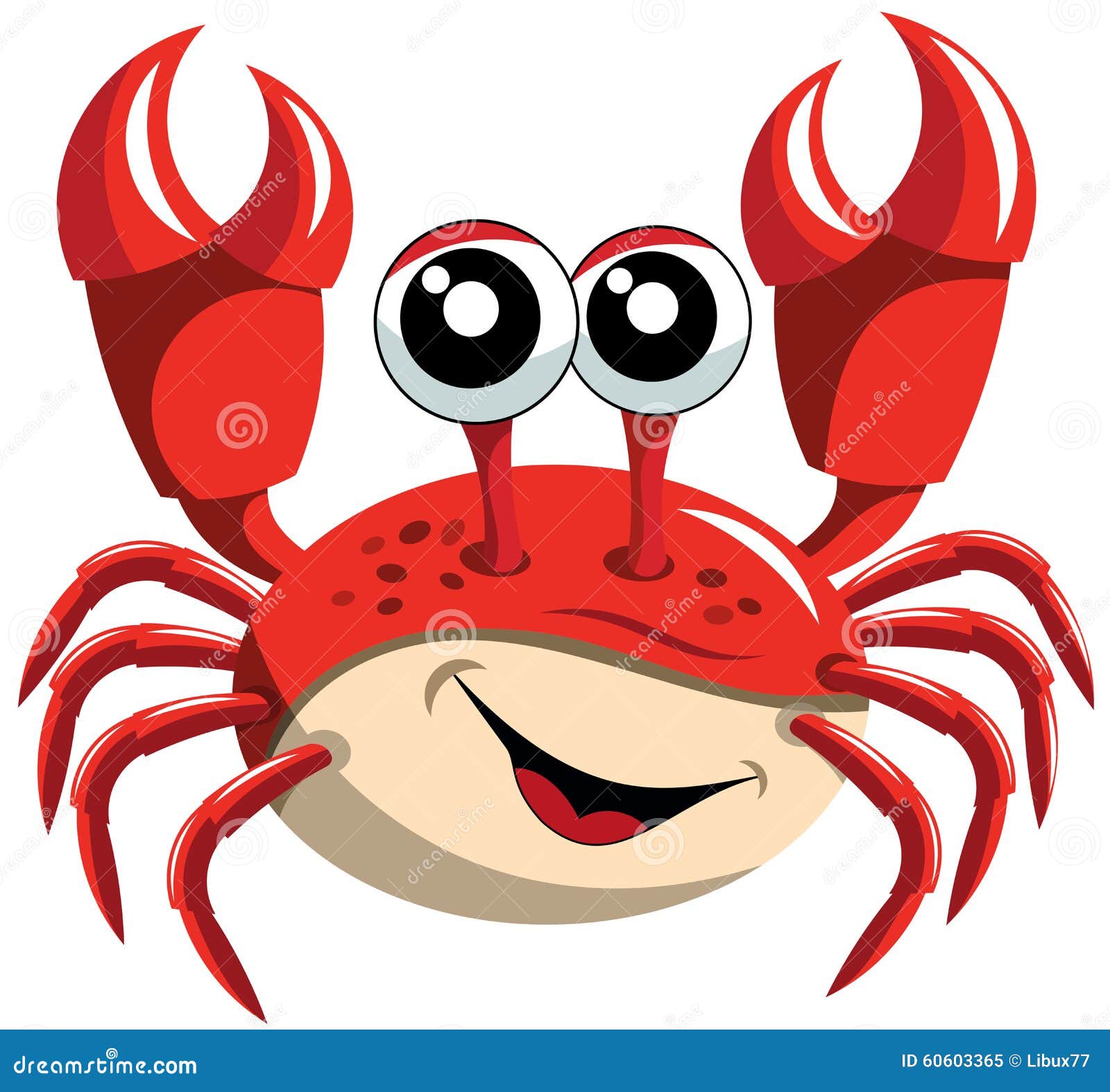 Happy Cartoon Crab stock vector. Illustration of happy - 60603365