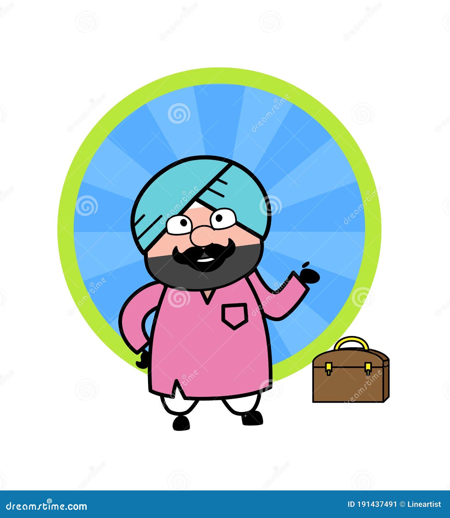 Happy Cartoon Cute Sardar Presenting Stock Illustration - Illustration ...