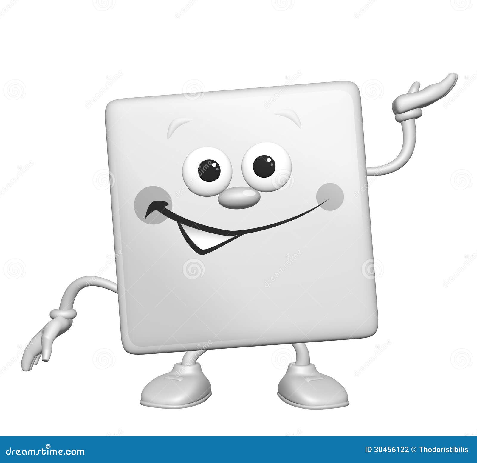 Happy Cartoon 3D Square Smiling Character Presenting Stock Illustration ...
