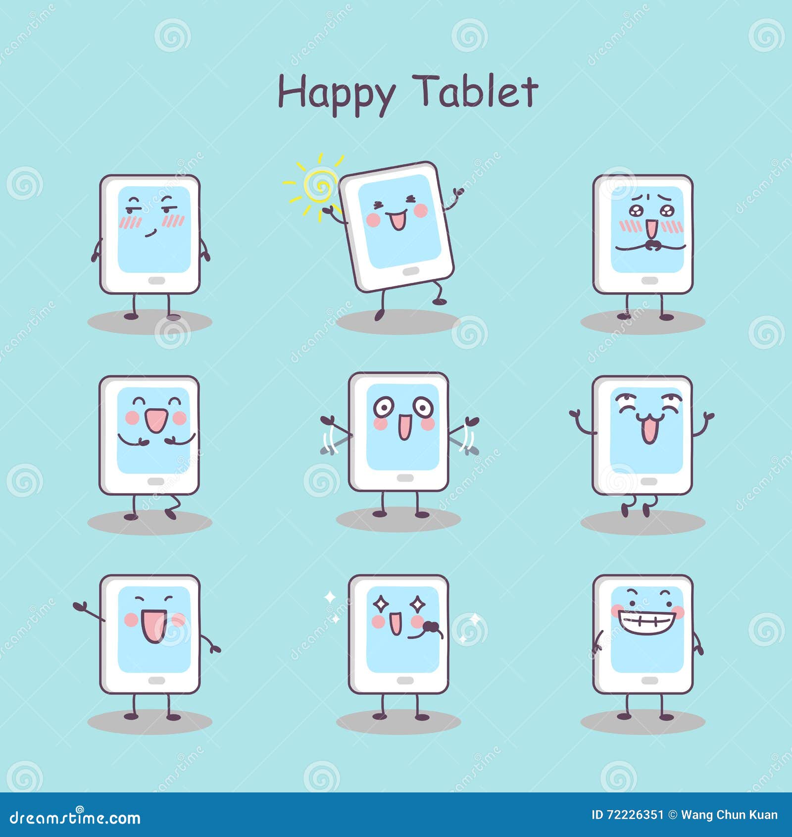 Happy Cartoon Digital Tablet Pc Stock Vector - Illustration of concept ...