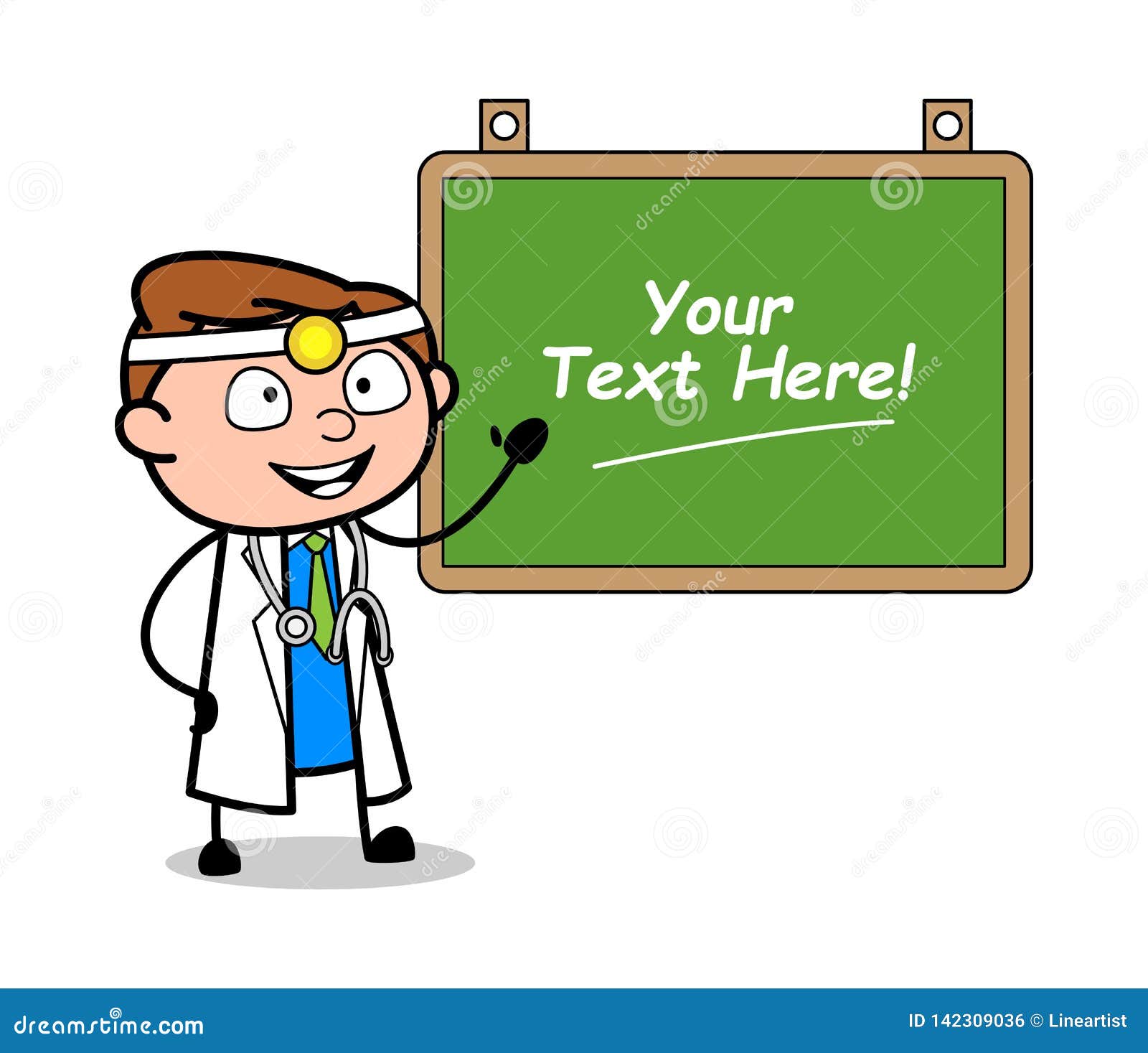 Happy Cartoon Doctor Presenting a Board Vector Stock Illustration ...