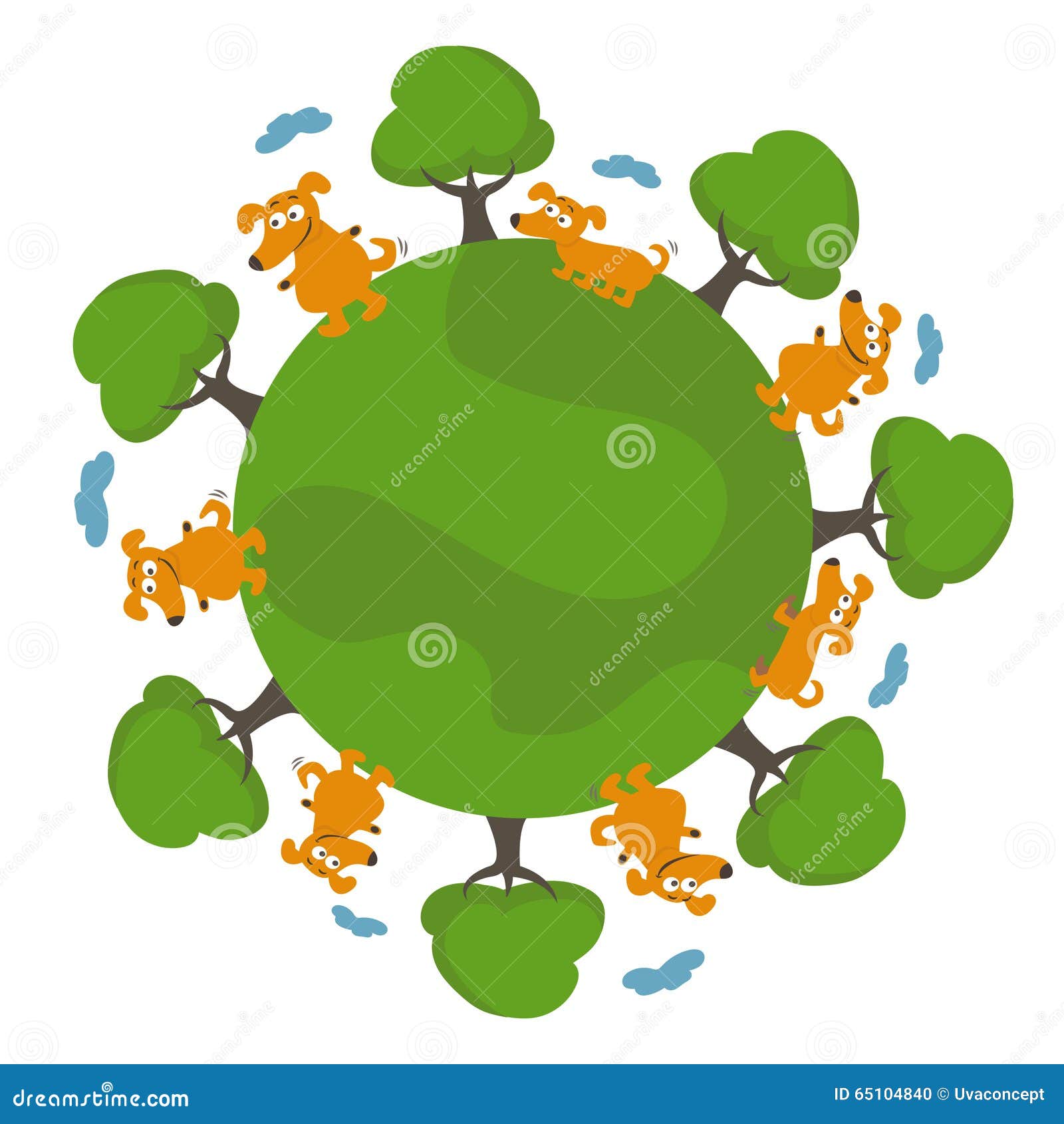 Happy Cartoon Dogs in Earth. Vector Illustration Stock Vector ...