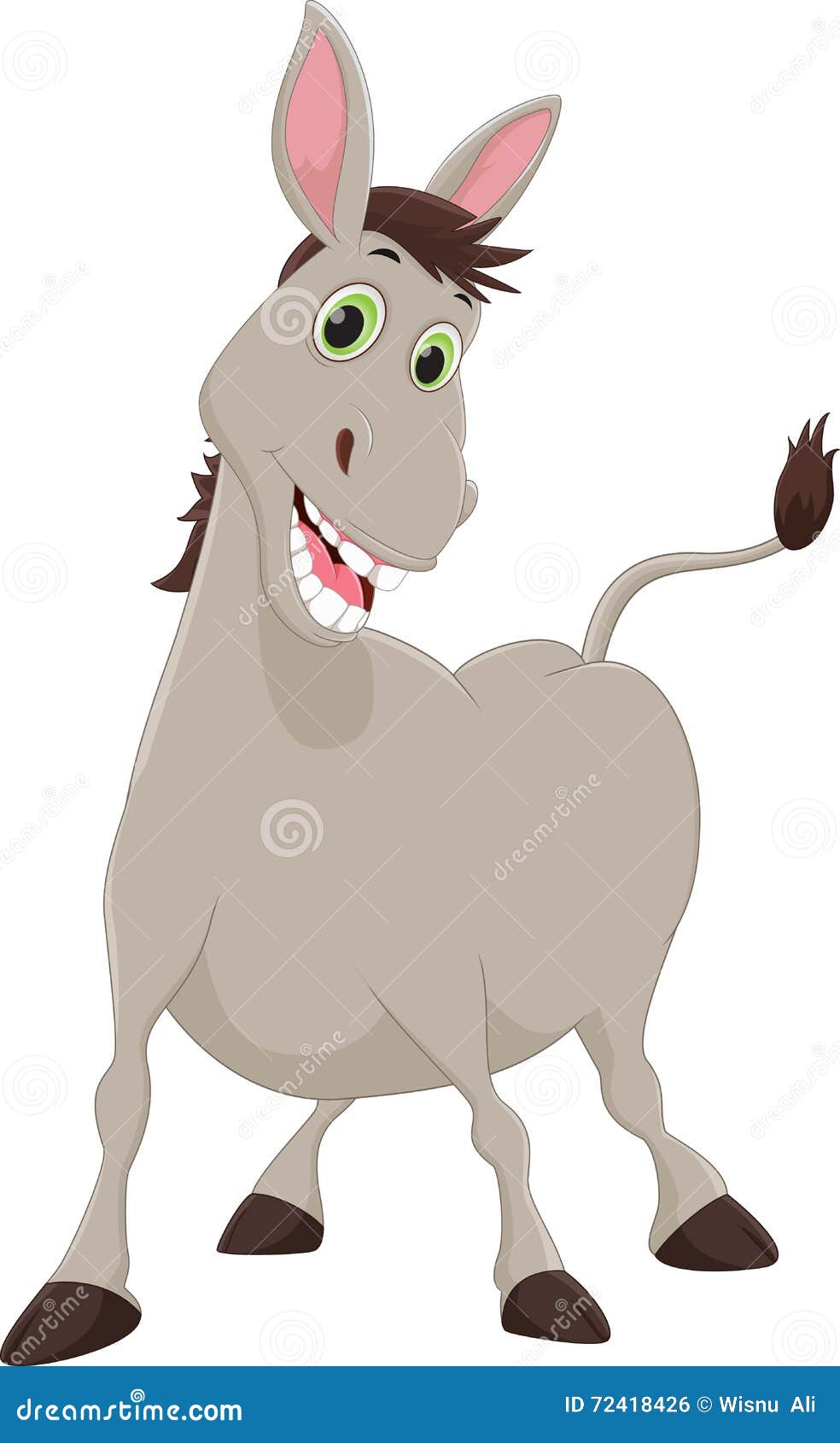 Happy Cartoon Donkey on White Background Stock Vector - Illustration of ...